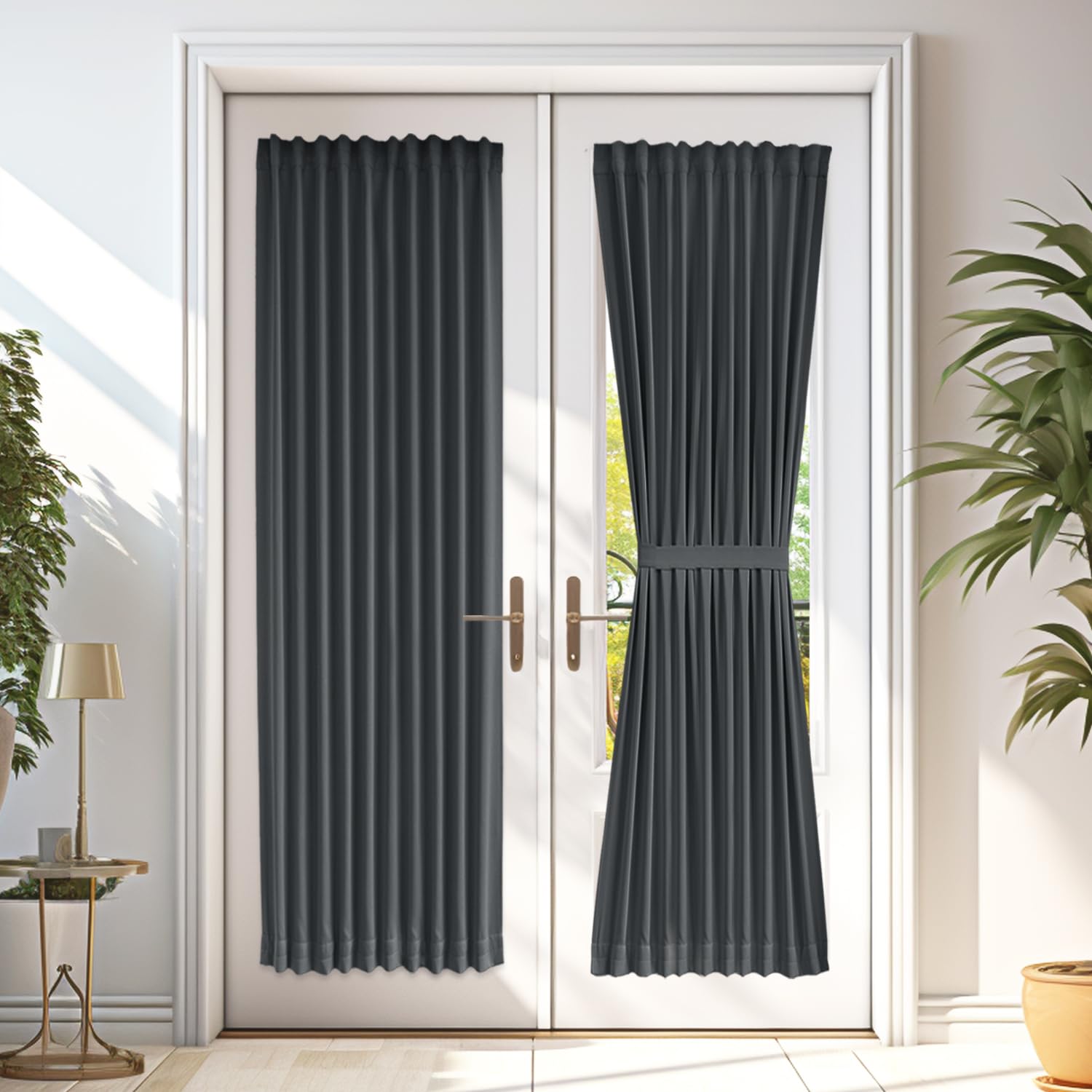 Amazon.com: Vatge Front Door Sidelight Curtains - Grey French Door ...
