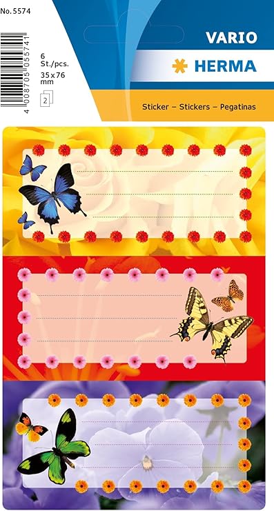 Amazon.com: HERMA 5574 Book Labels"Butterflies" self-Adhesive Notebook ...