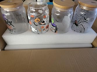 Amazon.com | Umigy 8 Pcs 16oz Halloween Glass Tumbler Halloween Iced ...