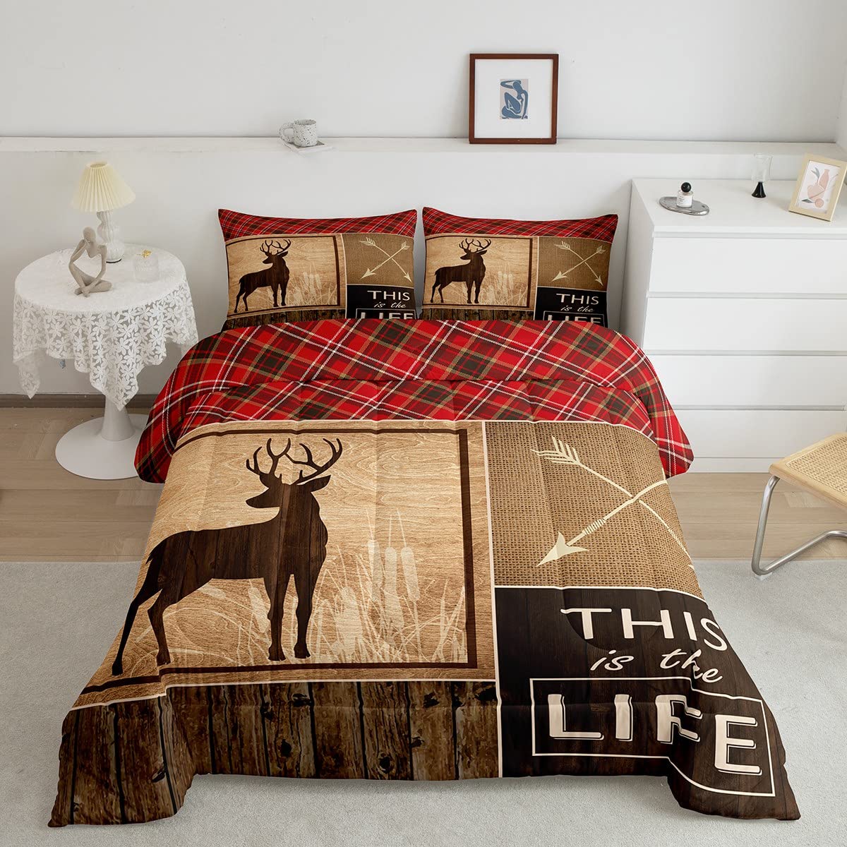 Amazon.com: Homewish Farmhouse Theme Comforter Set,Dear Silhouette ...