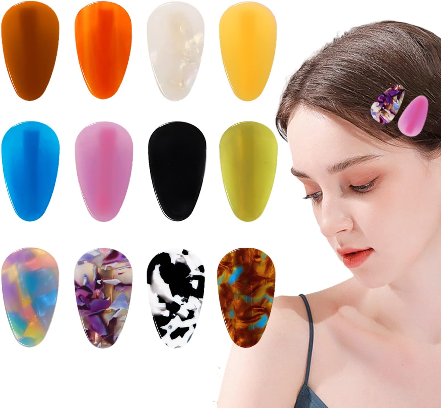 Amazon.com : 12PCS No Bend Hair Clips, Acrylic Resin Creaseless Hair ...