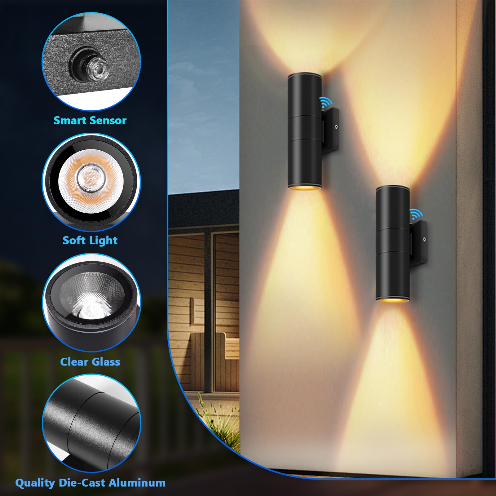 Snapklik.com : RIDALUX Outdoor Lighting Sensor Wall Lights: Dusk To ...