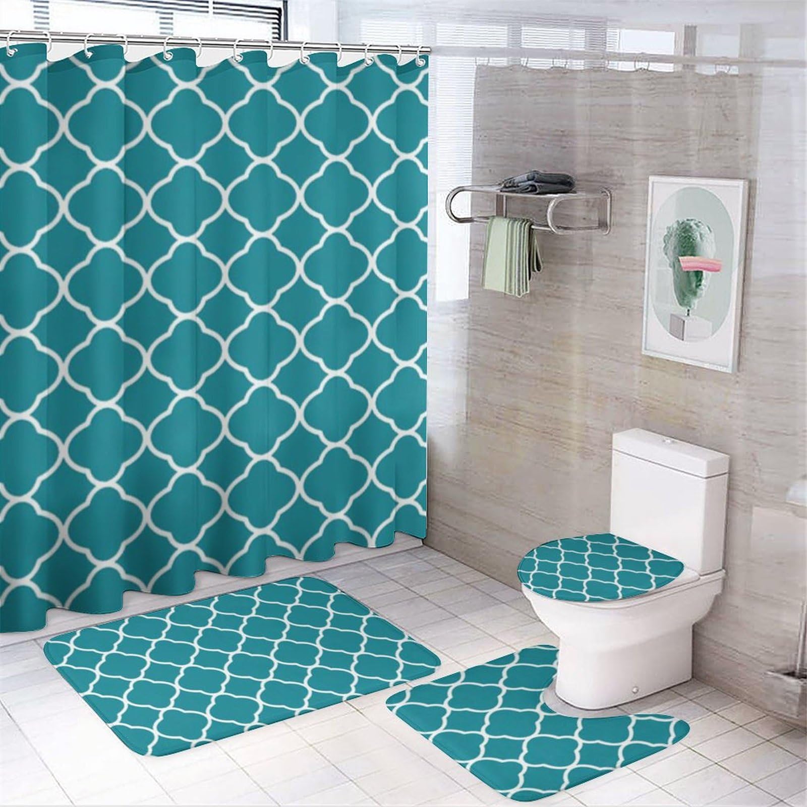 Teal Quatrefoil Pattern