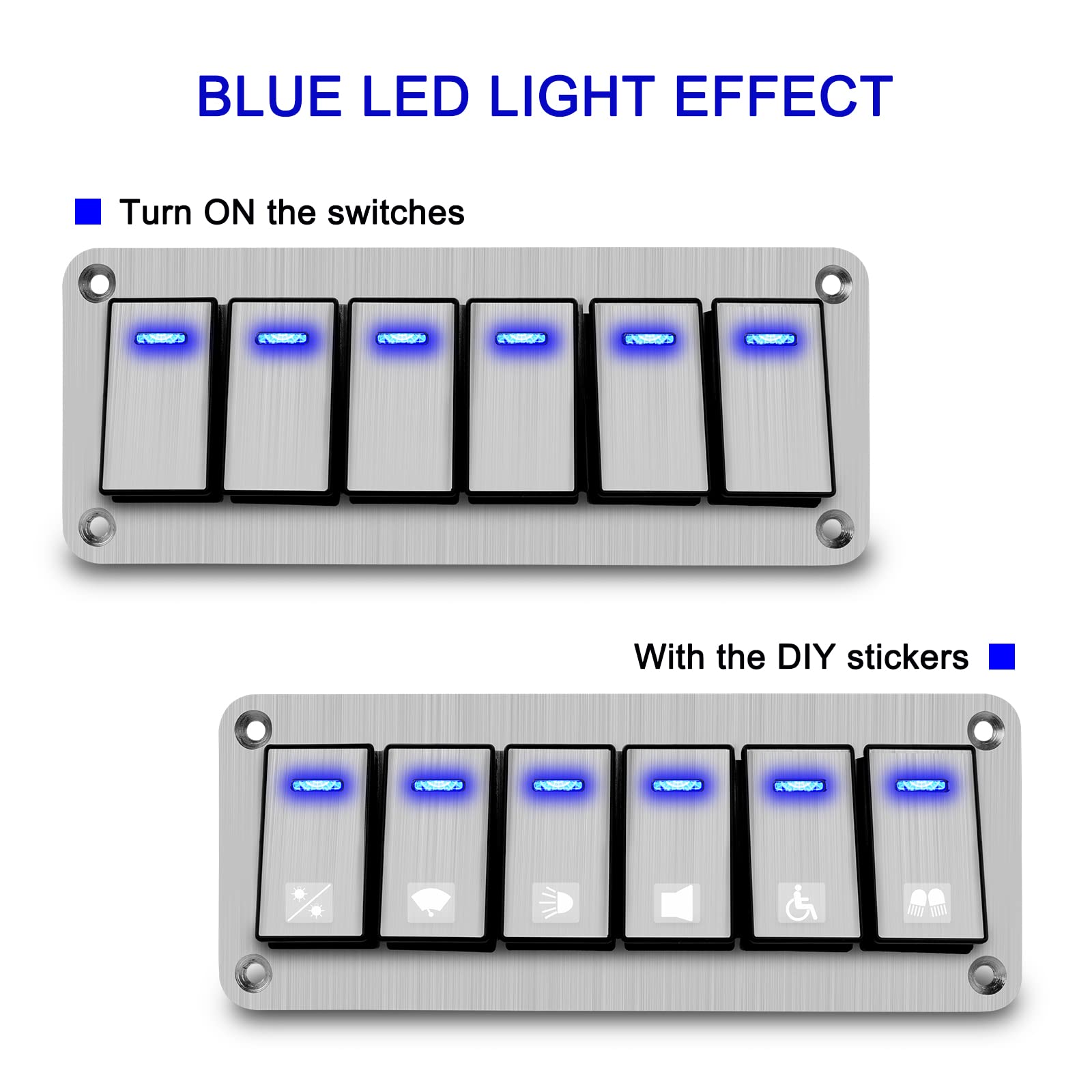 Snapklik.com : Xhtechnology 6 Gang Aluminum Rocker Switch Panel - 12V ...