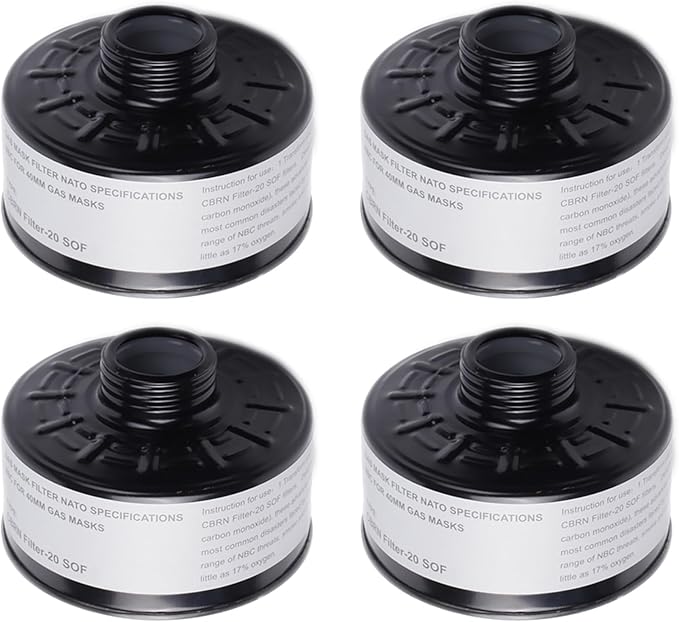 AMZYXUAN 4Pack NBC Gas Mask Filter - CBRN 40mm Gas Mask Filters for Gas ...