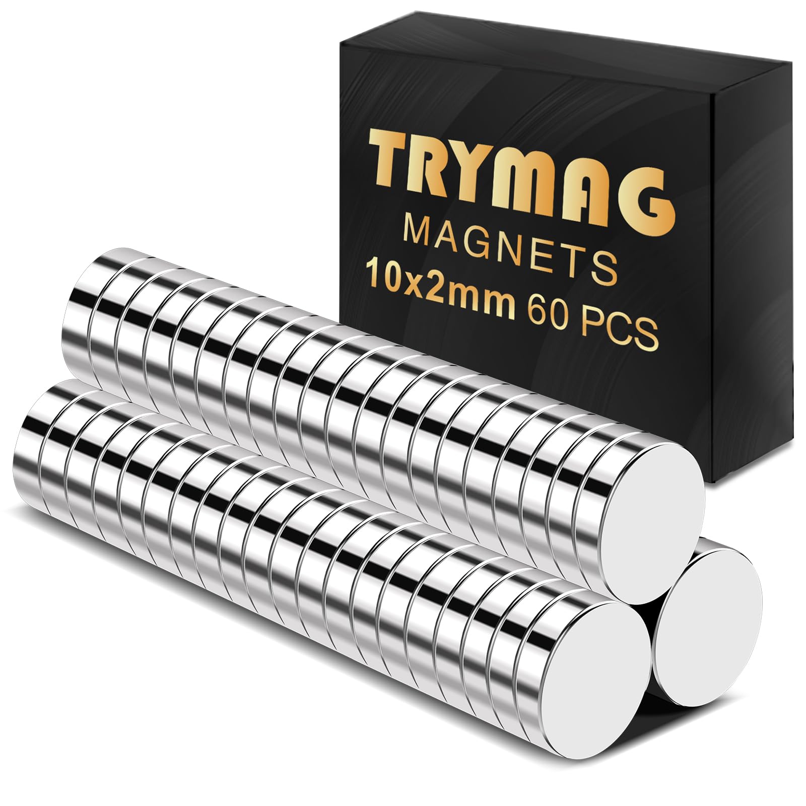 Amazon.com: TRMAG 60Pcs Refrigerator Magnets, 10x2mm Rare Earth Magnets ...