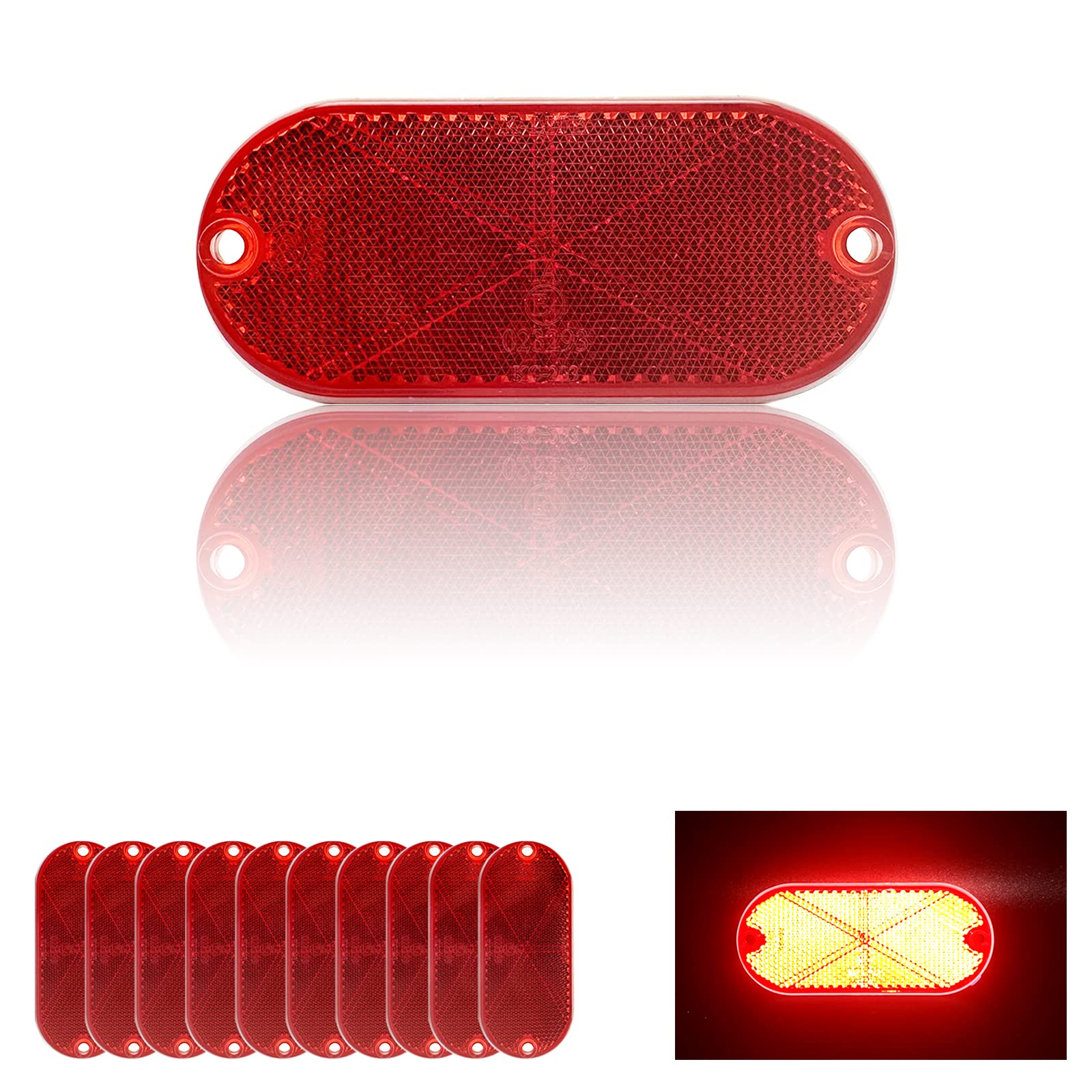 Amazon.com: MGMSINYO Reflector Self Adhesive Oval 114X50mm Safety ...