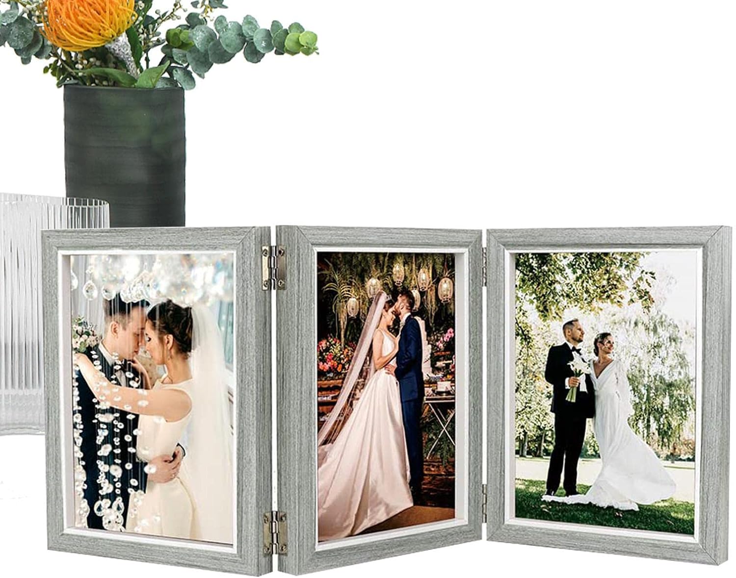 Triple Hinged Photo Frames - Desk Picture Frame,6 in 7 in 8 InWooden ...