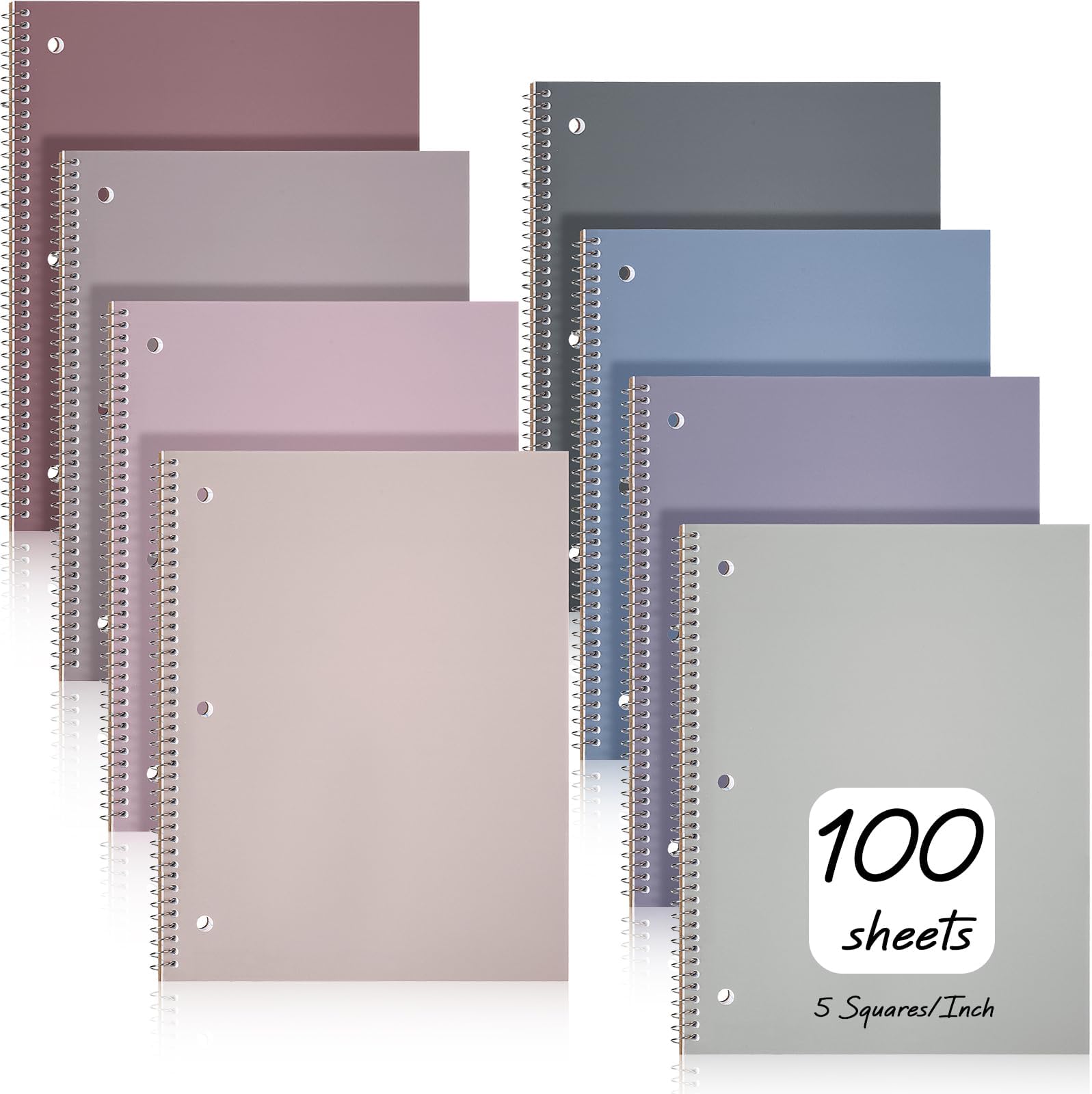 Amazon.com : Teling 8 Pcs Graph Paper Notebook 1 Subject Spiral ...