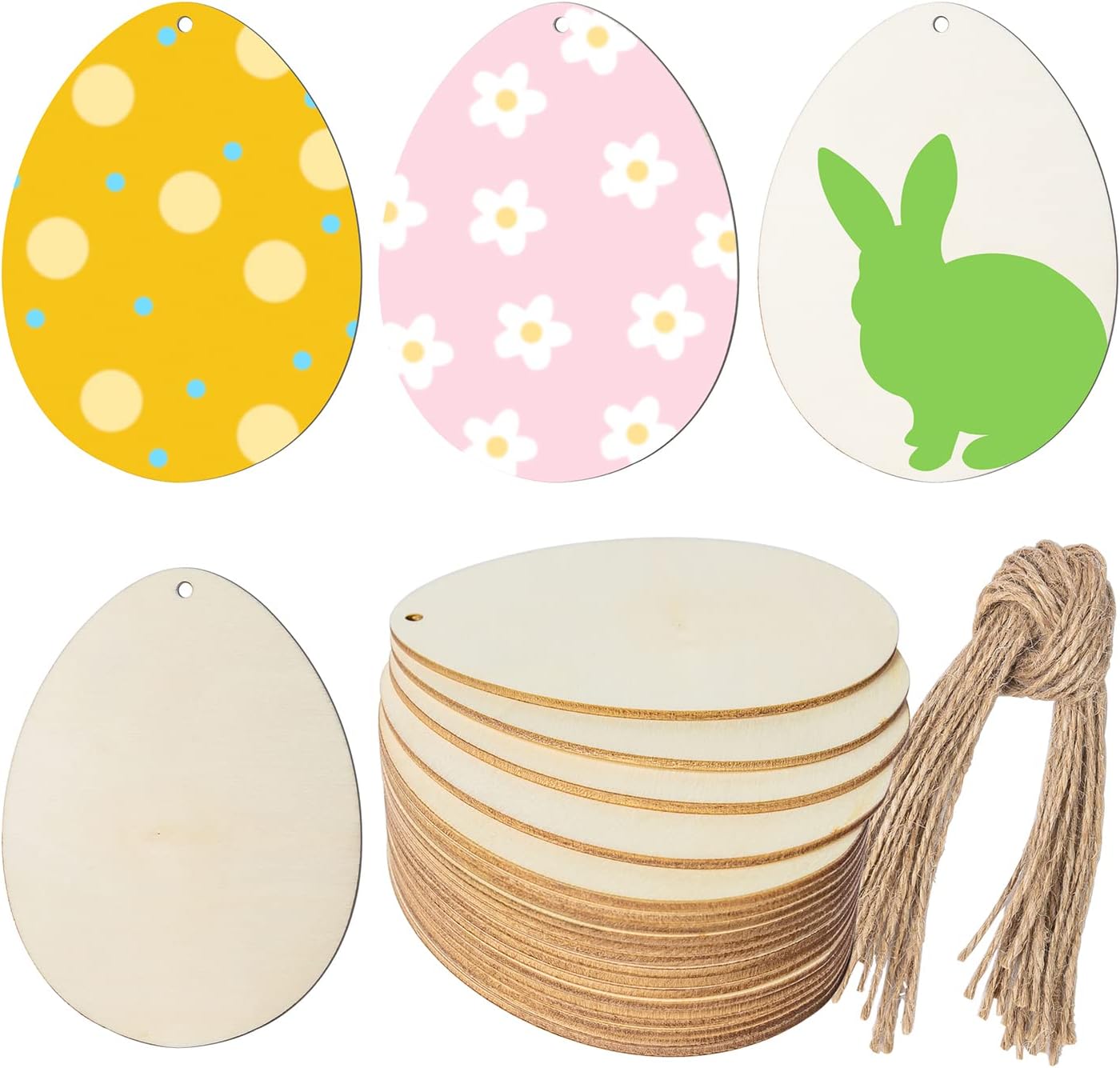 Amazon.com: Easter Wooden Easter Egg Cutouts Unfinished Wooden Cutouts ...
