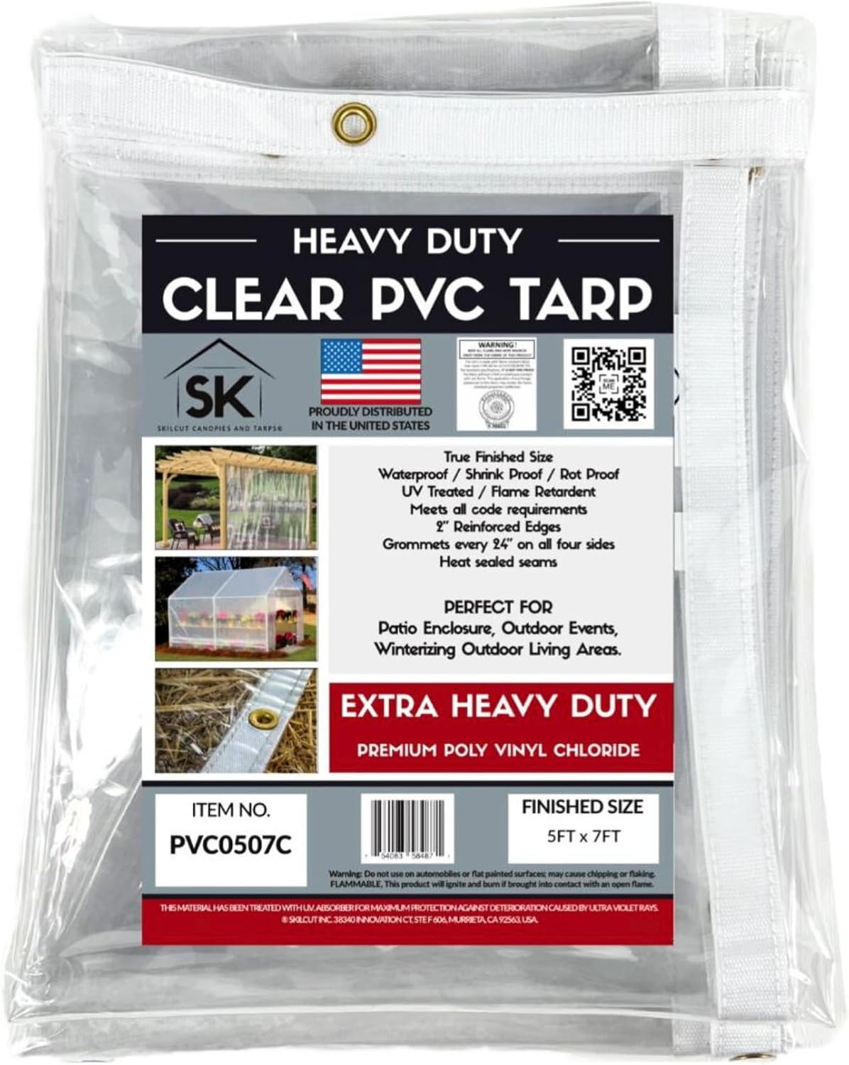 Skilcut 24mil Clear PVC Vinyl Heavy Duty Tarp Enclosure Panel - True ...