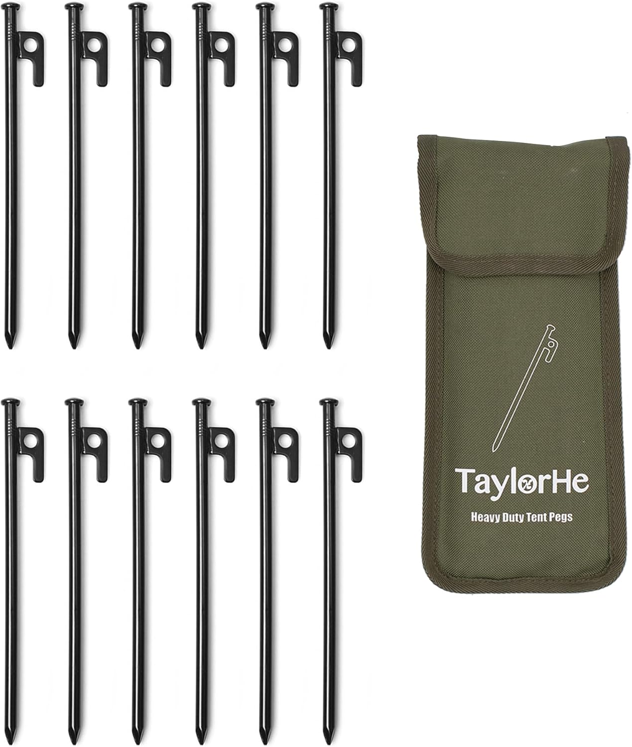 Amazon.com : TaylorHe Tent Stakes Heavy Duty 12 Pack - 10inch Extra ...