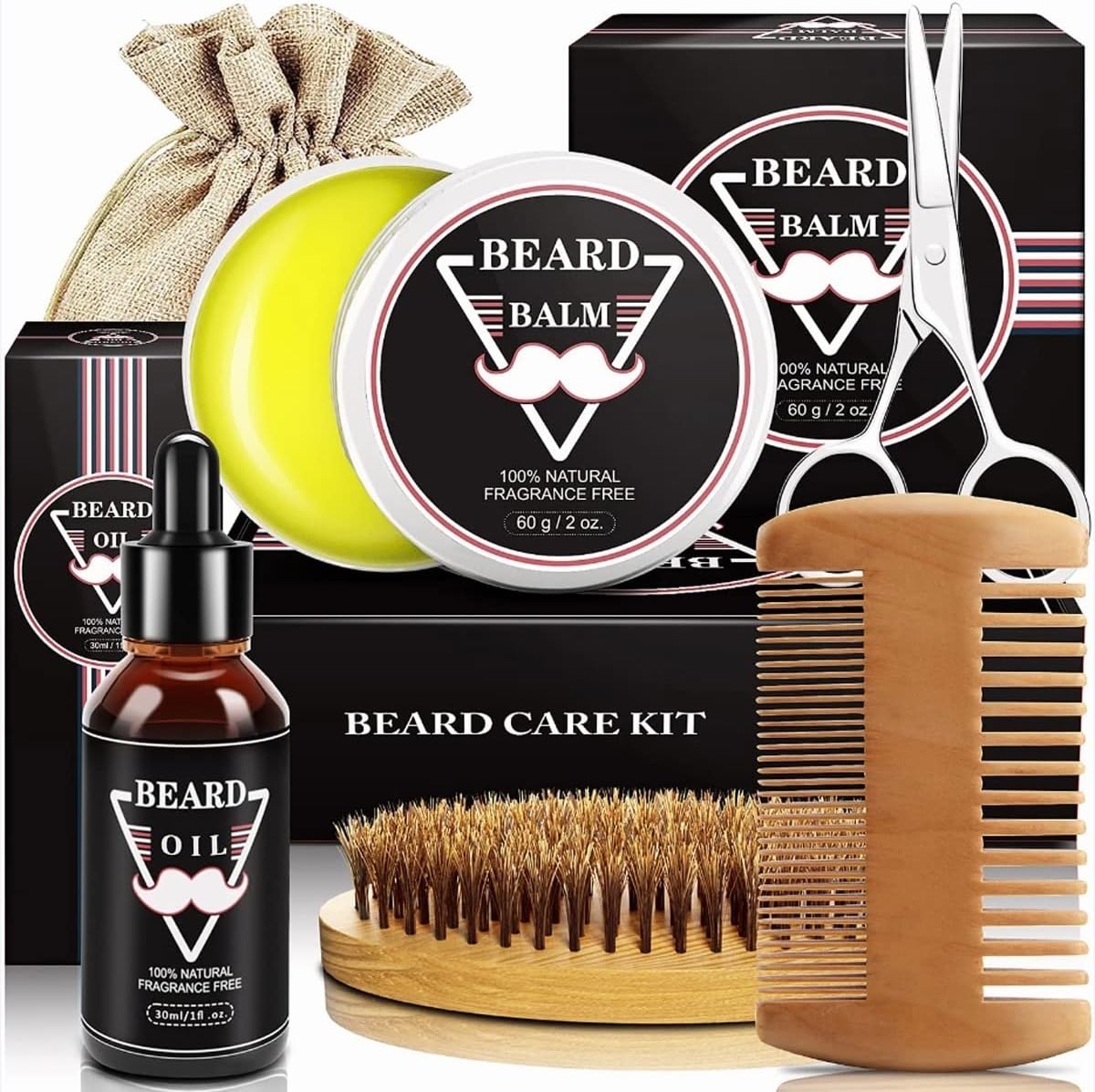 Kit Cuidado de Barba, 6 en 1 Kit Barba para Hombre Set de Afeitado y ...