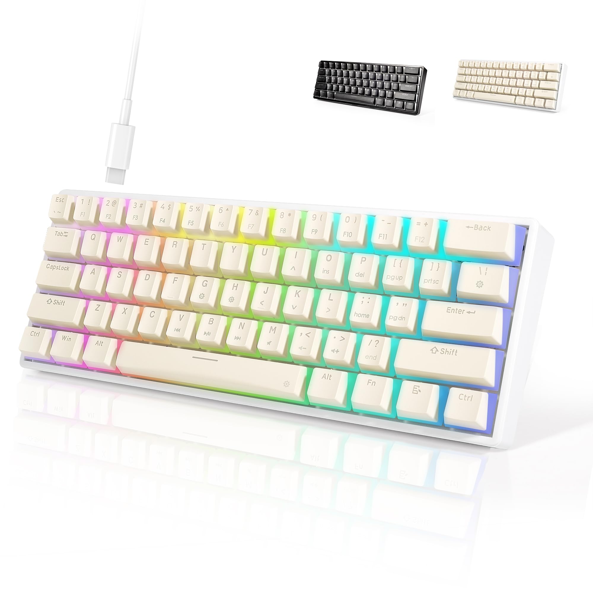 Amazon.com: OUPARY 60% Wired RGB Gaming Mechanical Keyboard, 61 Keys ...