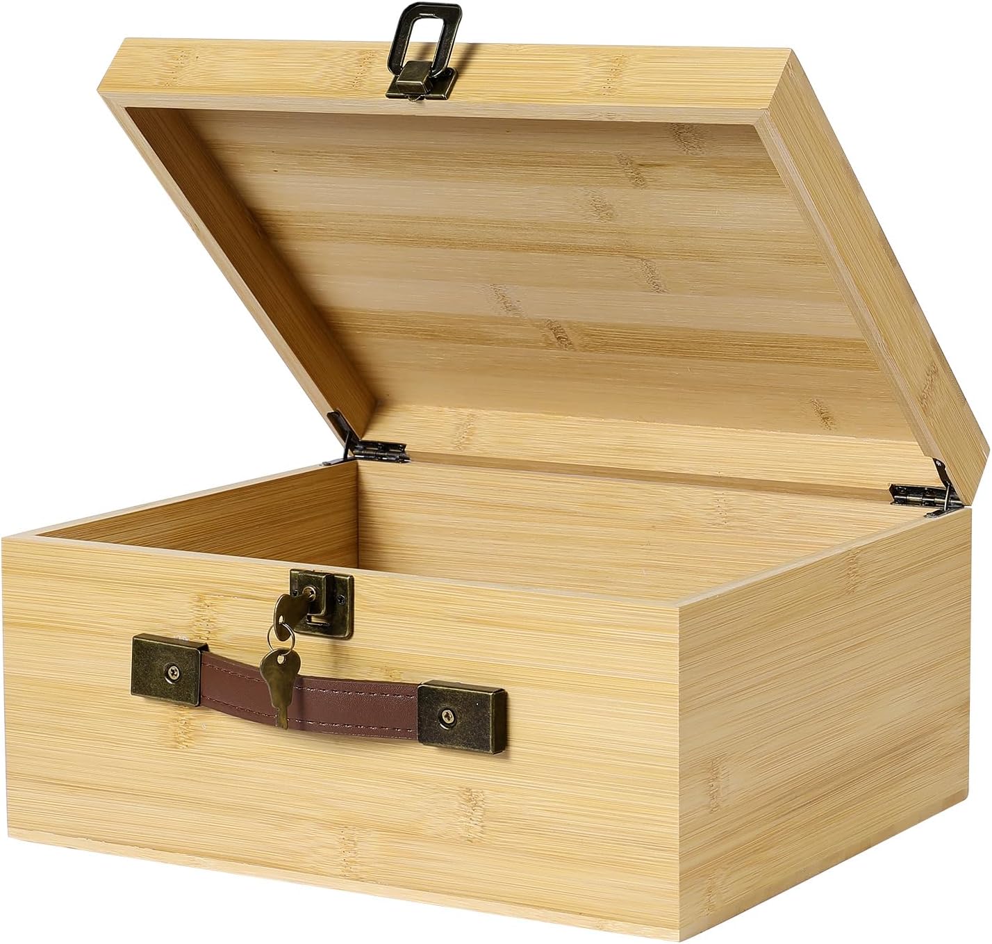 Amazon.com - ANMINY Wooden Keepsake Memory Box with Locking Lid Bamboo ...