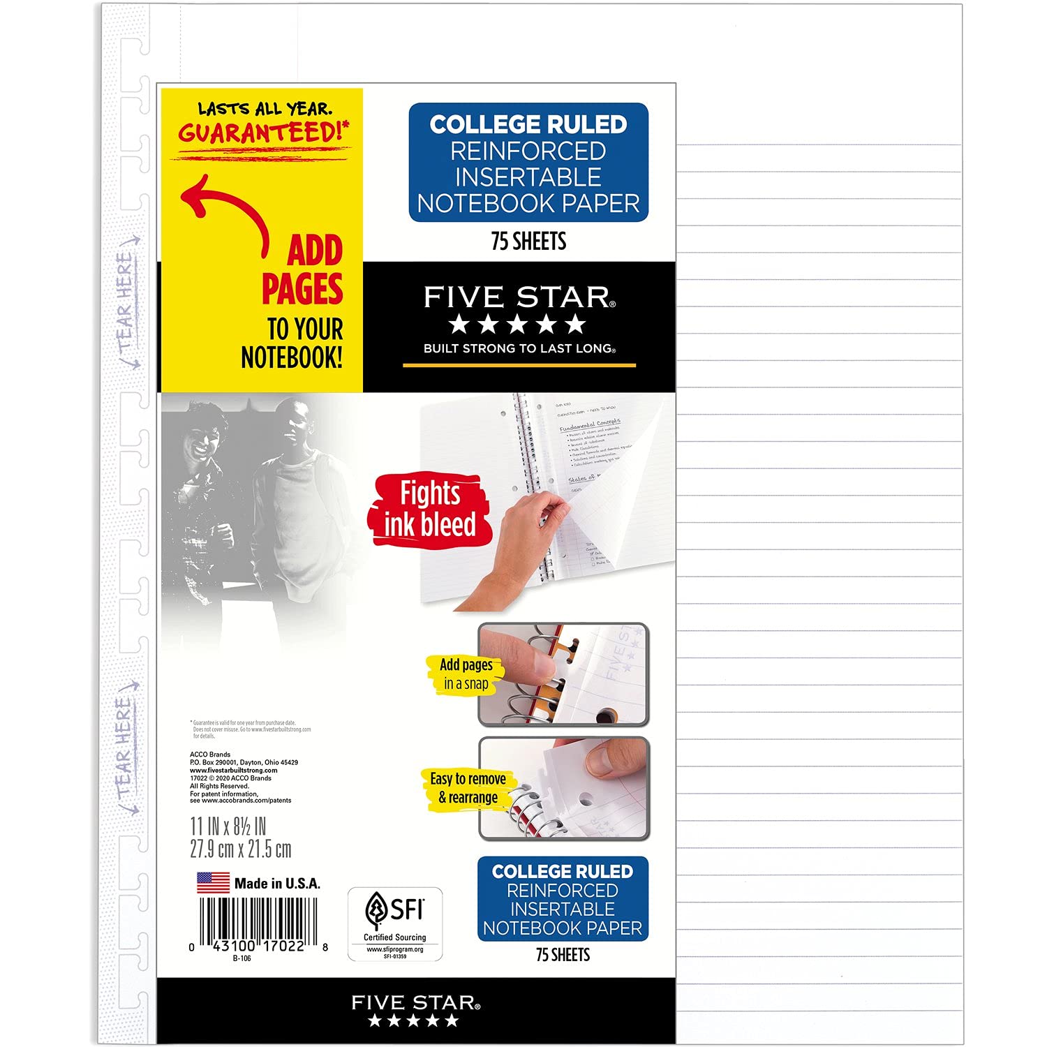 Five Star Loose Leaf Paper, Insertable Filler Paper to Add-Rearrange ...