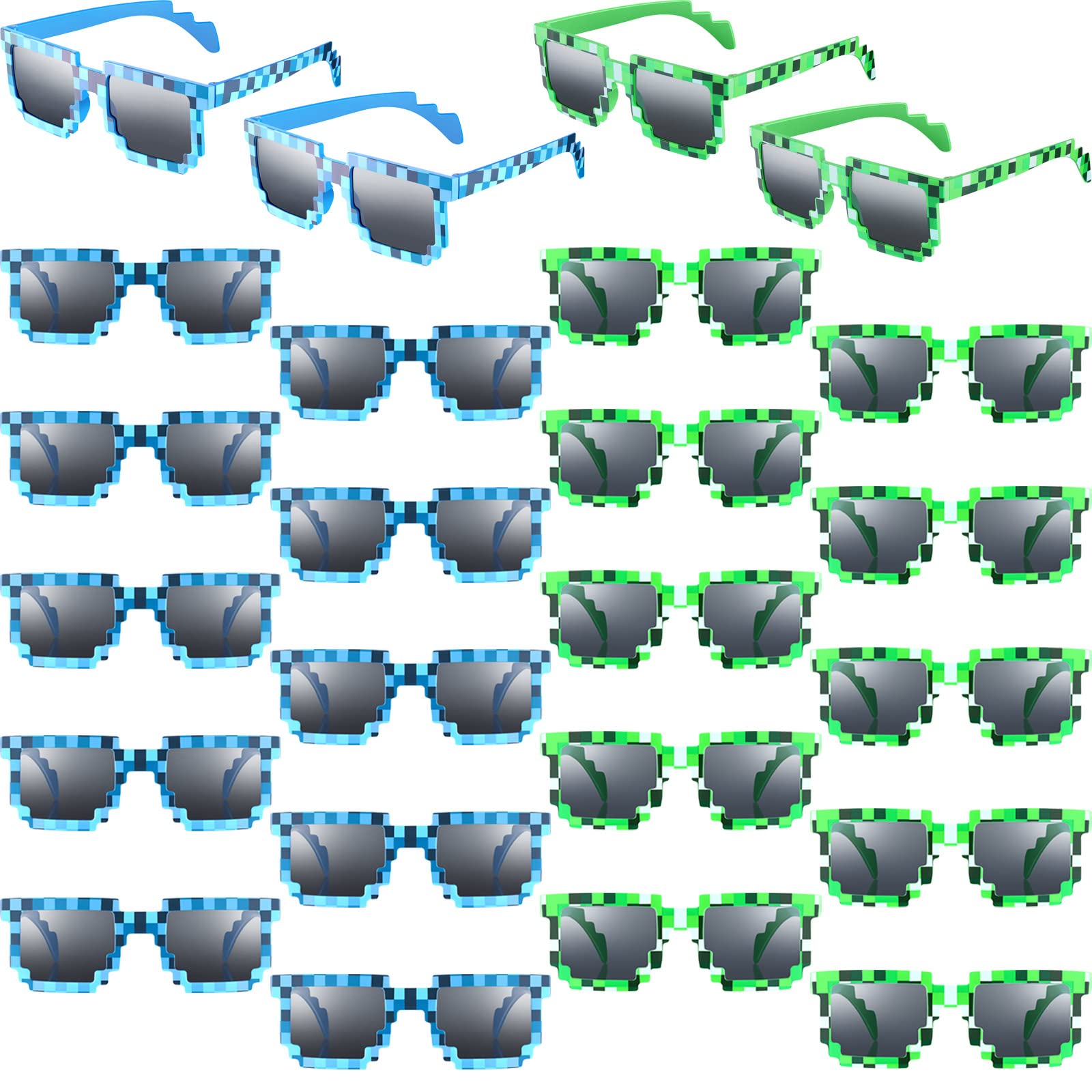 24 Pairs Pixel Sunglasses Party Sunglasses Retro Gamer Sunglasses ...