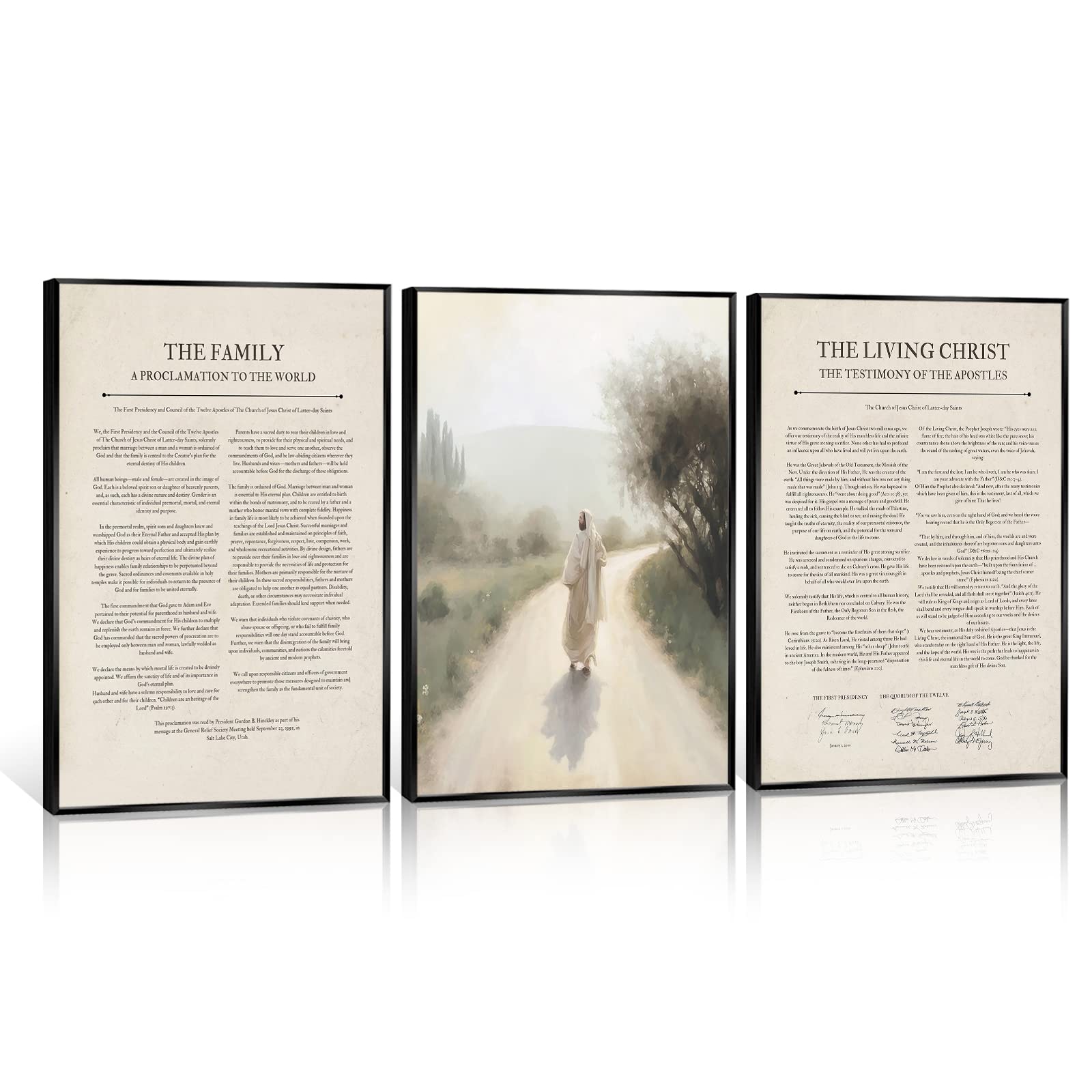 Amazon.com: QUTBAG Framed 3 Piece The Living Christ Family Proclamation ...