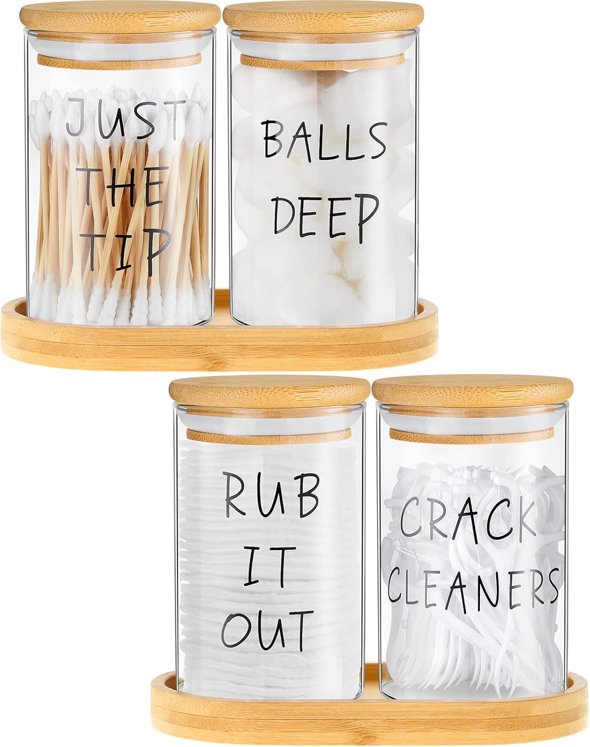 Amazon.com: 6 Pieces Apothecary Jars with Lids Cotton Swab Holder ...