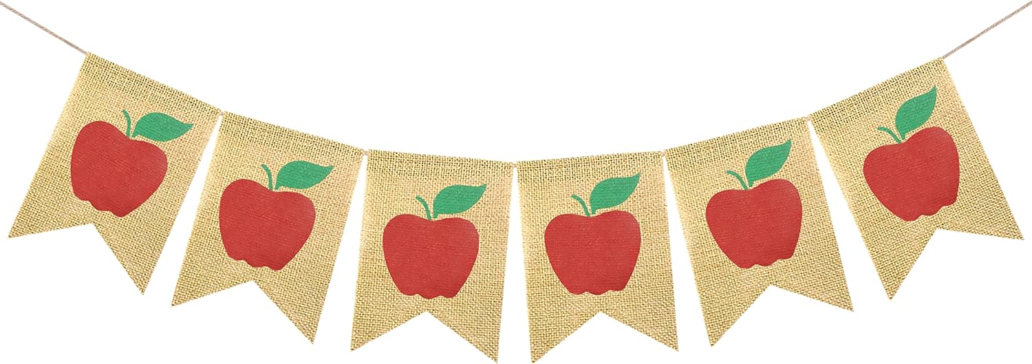 Amazon.com: FAKTEEN Apple Banner for Back to School Decorations First ...