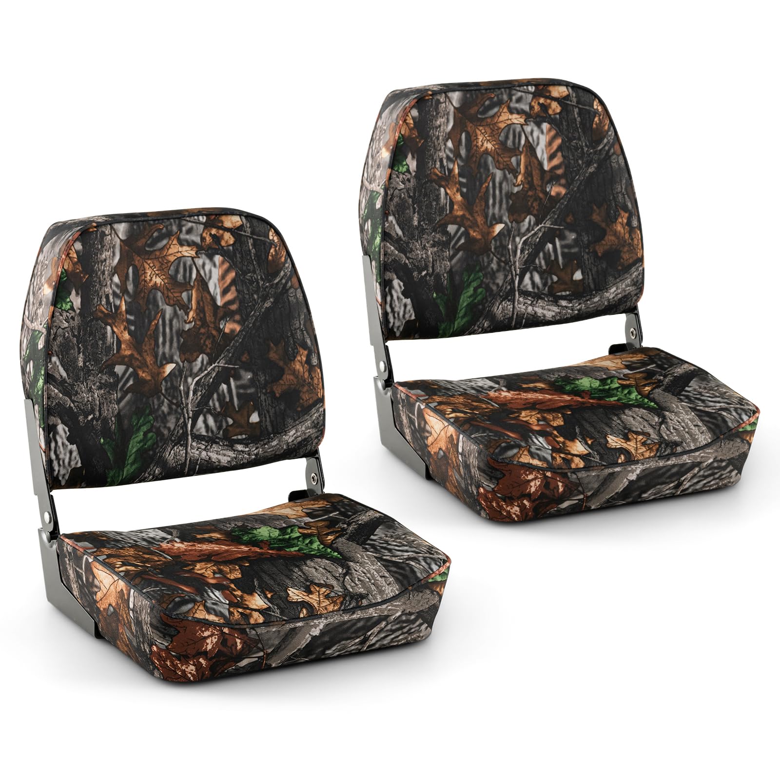 COSTWAY Set of 2 Foldable Boat Chairs, Fold-Down Low Back Captain Boat ...