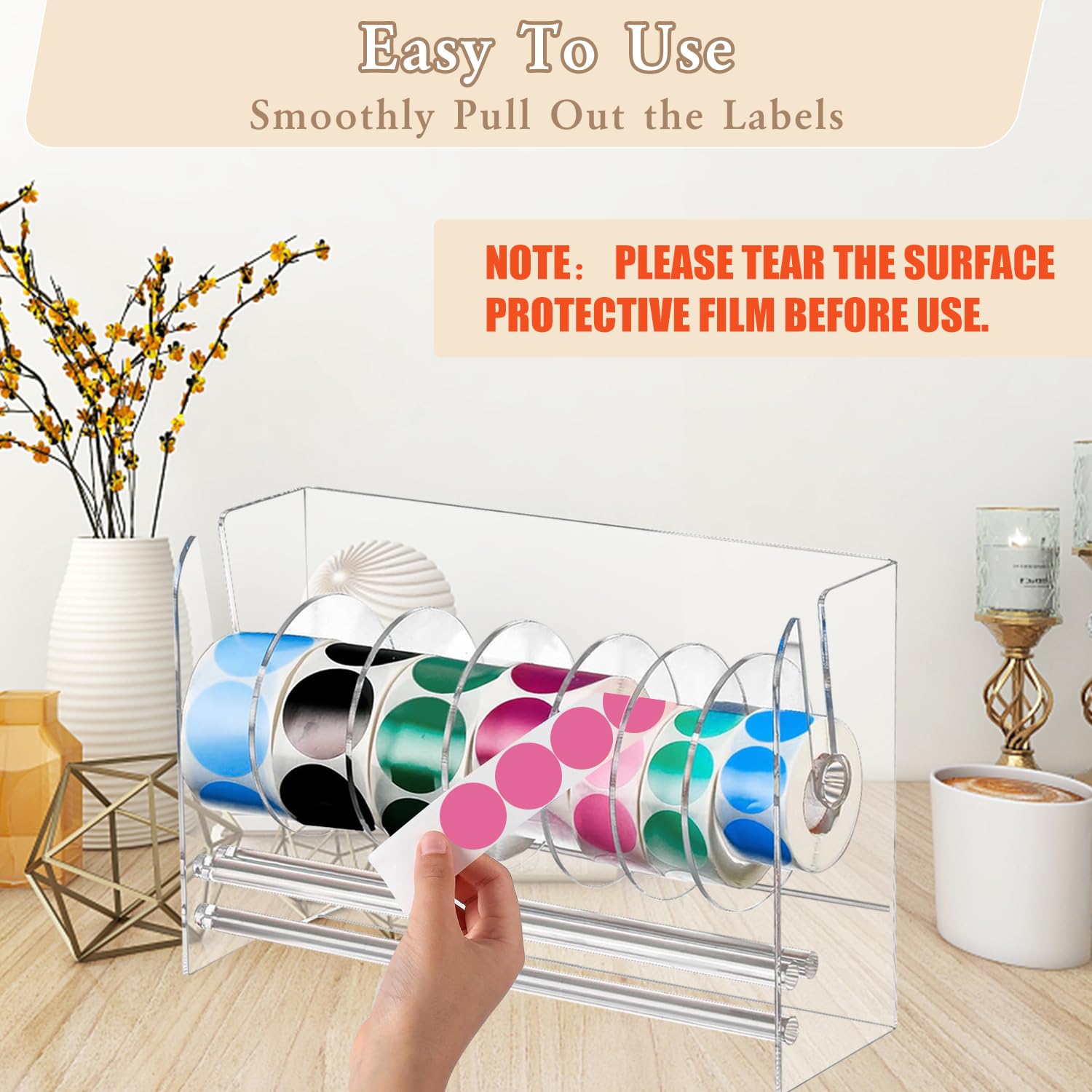 Adjustable Label Dispenser Acrylic Sticker Roll Dispenser Sticker Roll ...