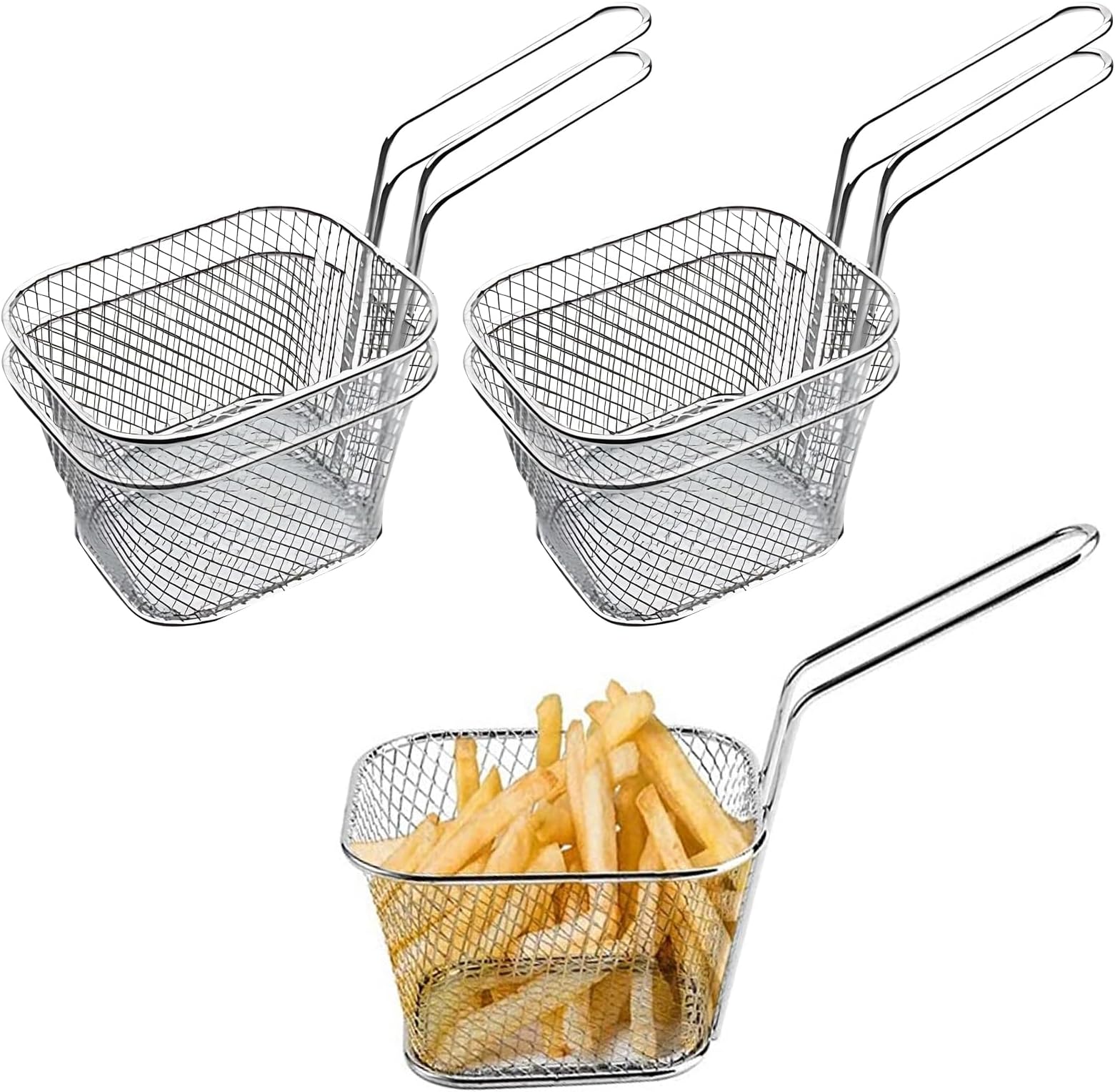 Amazon.com: Wanaooya 24 Pcs Mini Square Fry Basket,Stainless French Fry ...