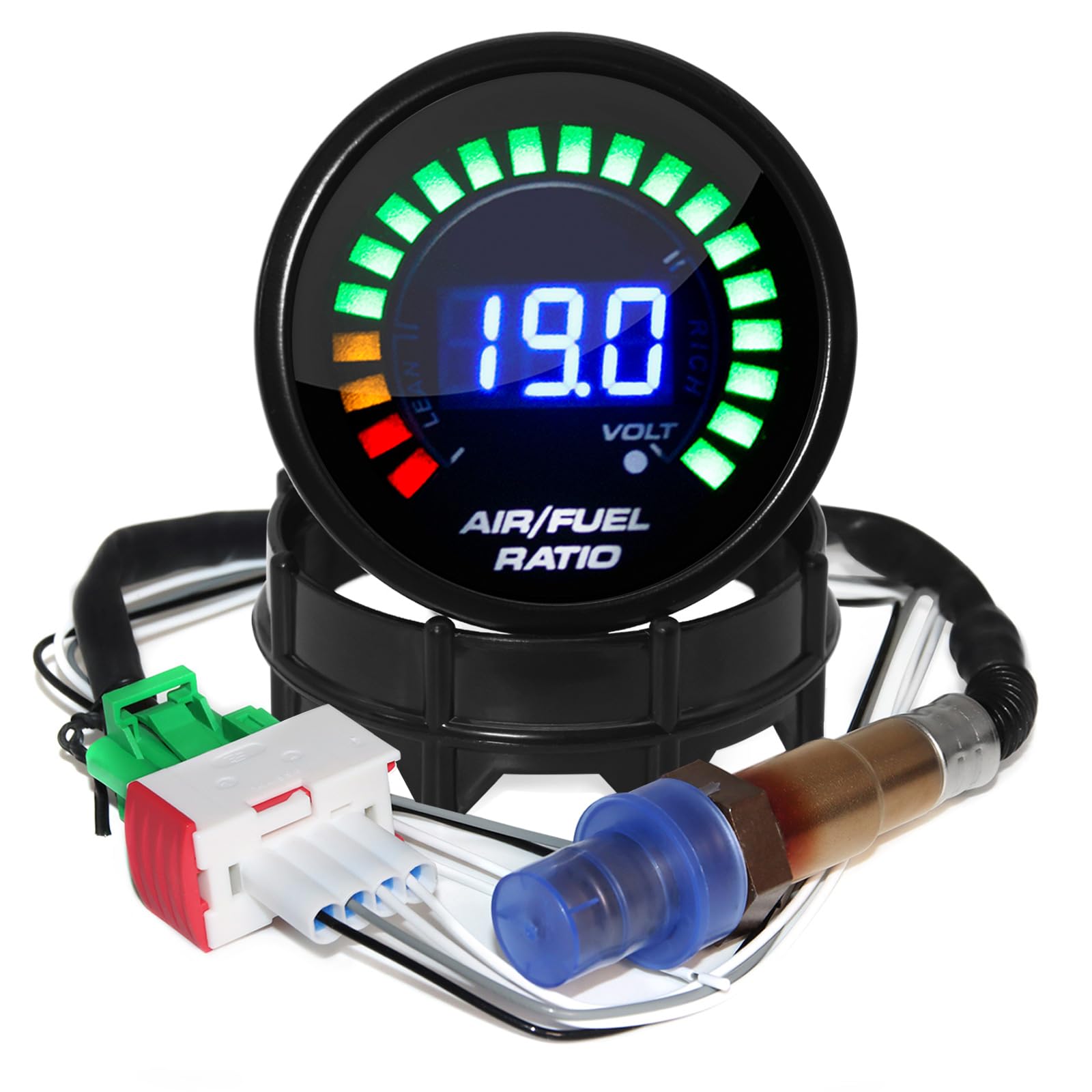 Wide Band O2 Sensor X AUTOHAUX Air/Fuel Ratio Gauge 52mm - Digital AFR ...