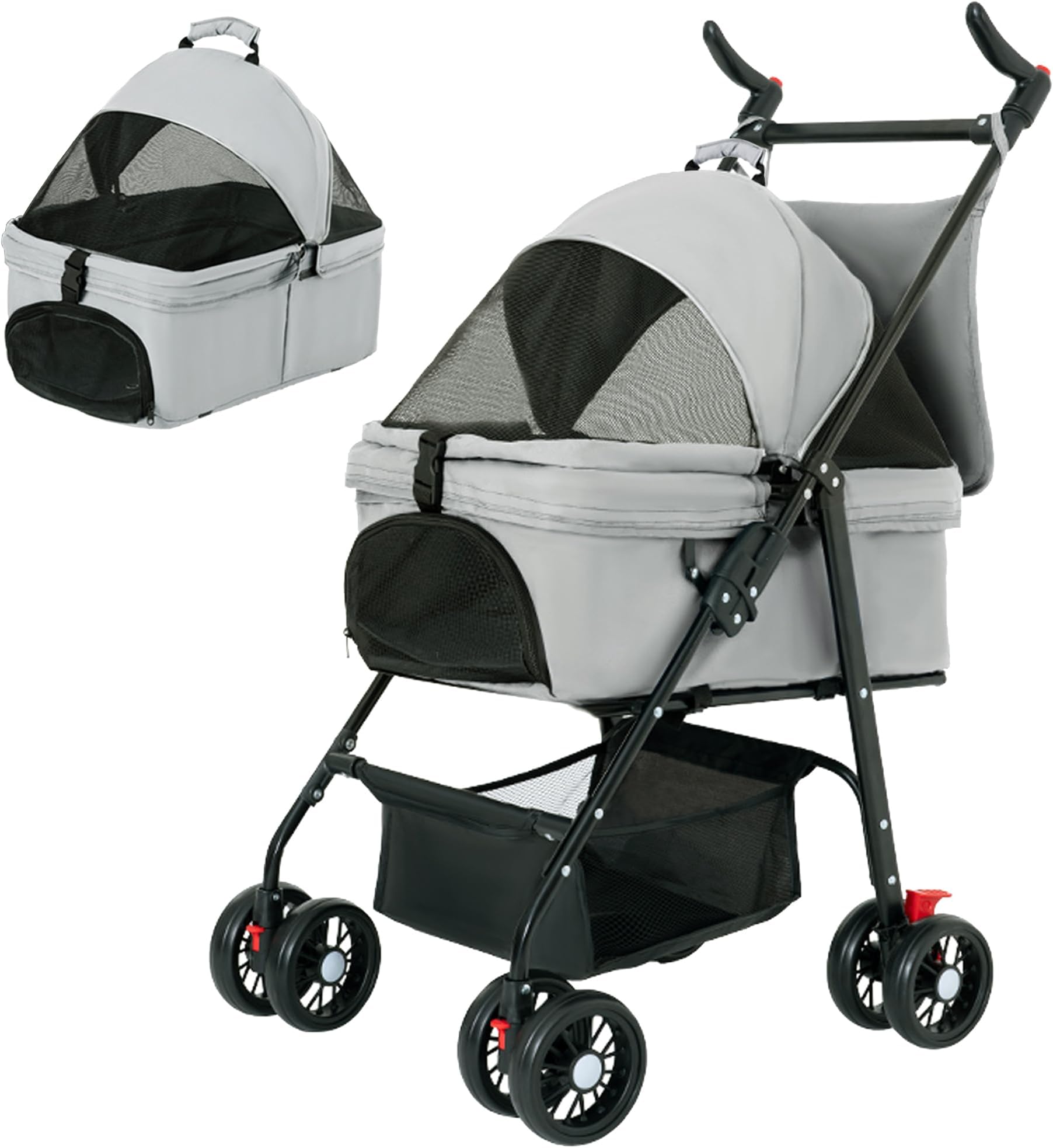 Amazon.com: Tokenkuko Pet Stroller,3-in-1 Folding Dog Stroller ...