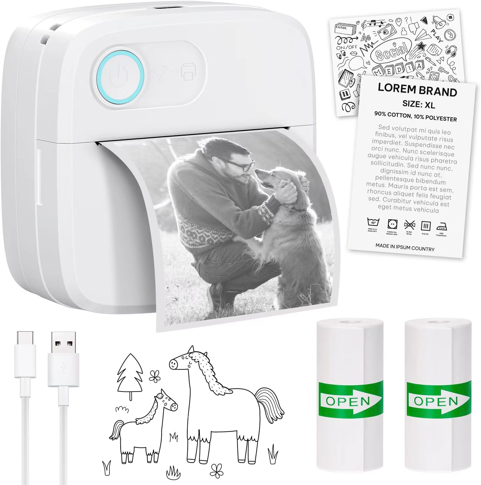 iDPRT Mini Portable Sticker Thermal Printer for Study Notes Pictures ...