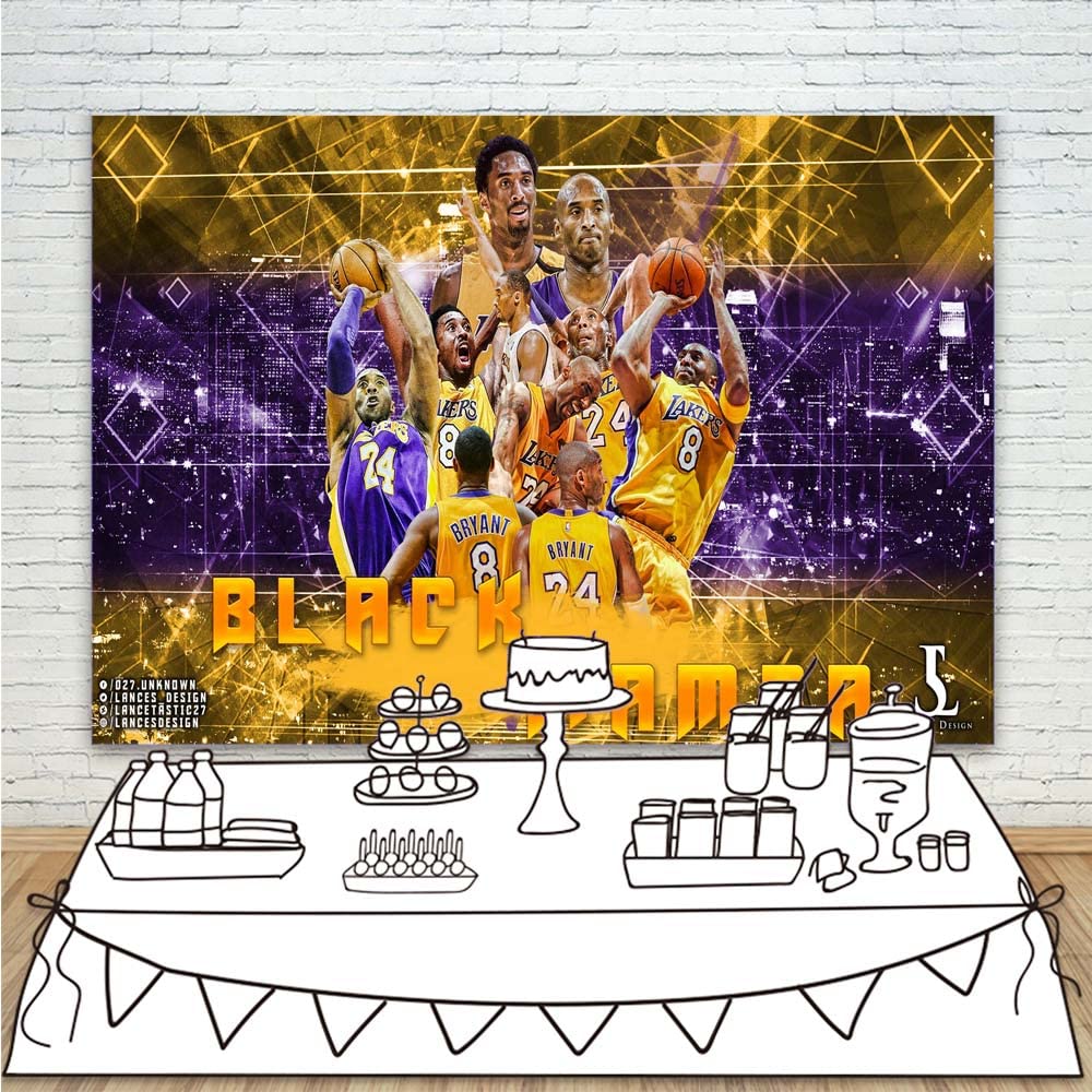 Snapklik.com : Kobe Bryant Black Mamba Themed Birthday Backdrop 7ft