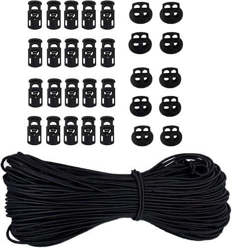 Amazon.com: Jovpora 30pcs Plastic Cord Locks with 1/8-Inch 50ft Elastic ...