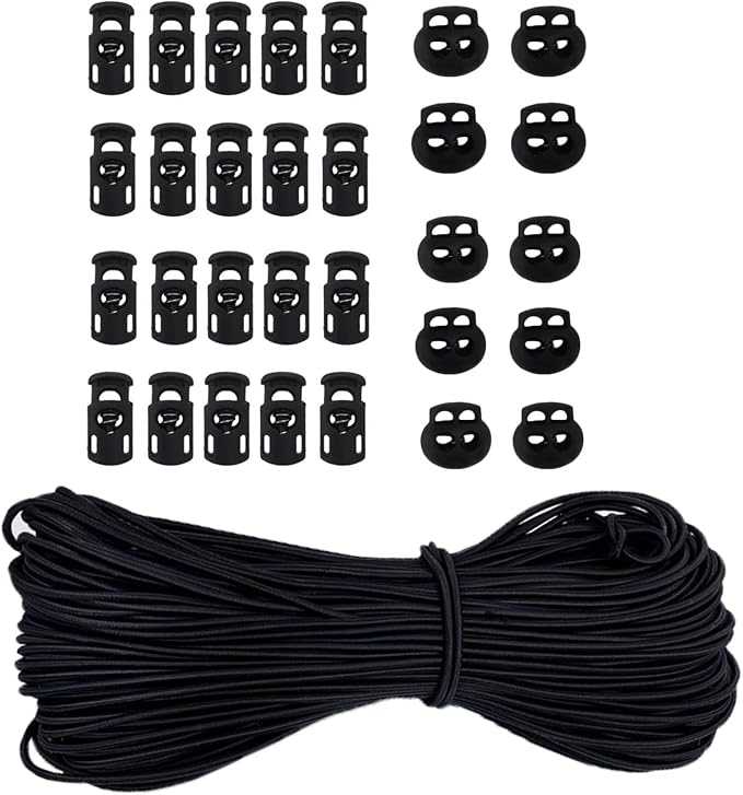 Amazon.com: Jovpora 30pcs Plastic Cord Locks with 1/8-Inch 50ft Elastic ...