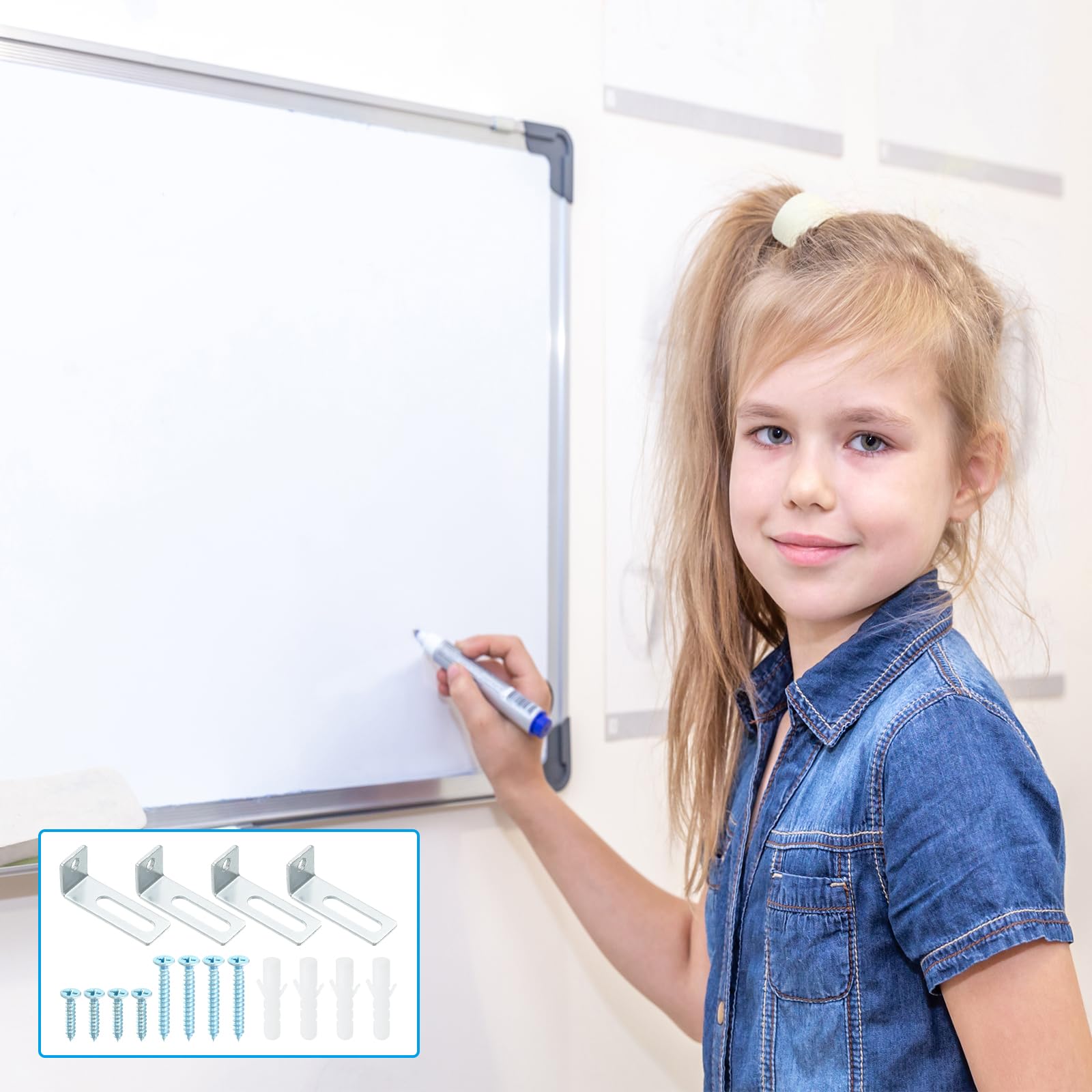 PATIKIL Whiteboard Mounting Hardware, 30 Set White Board Wall Hanger ...