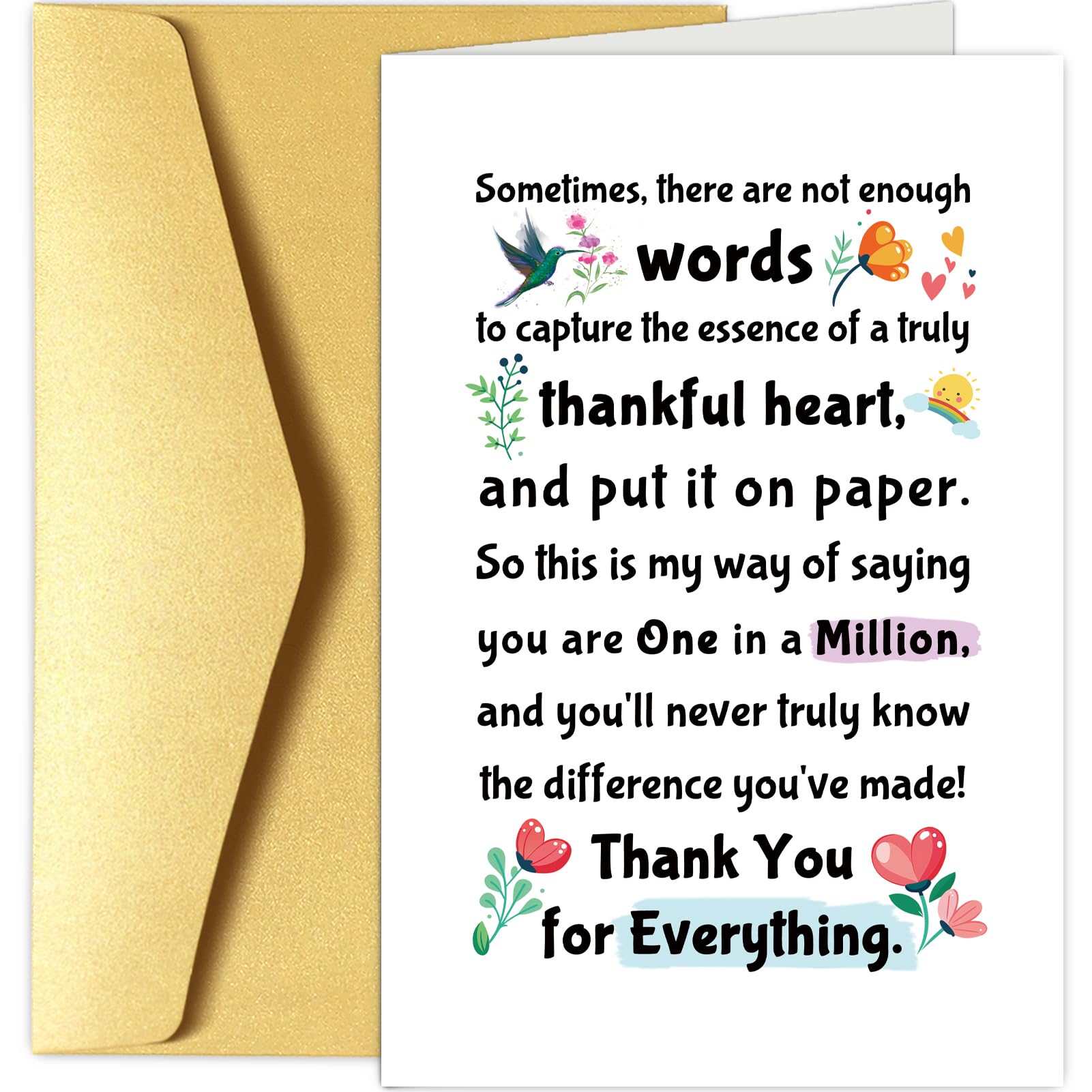 Amazon.com : Chenive Lovely Thank You Card, Poem Thank You Card for ...