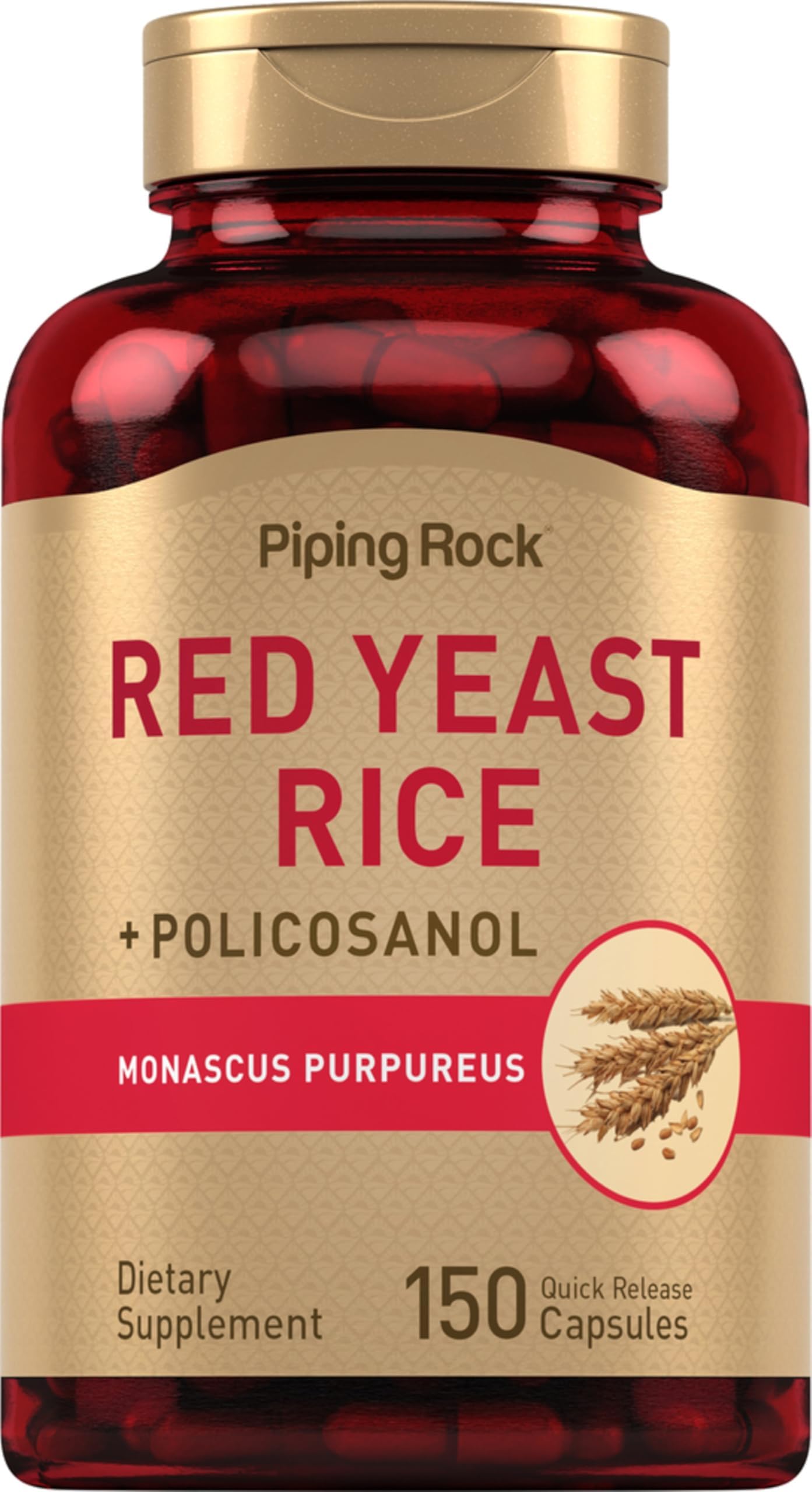 Amazon.com: Piping Rock Red Yeast Rice 600 mg | 150 Capsules | with ...