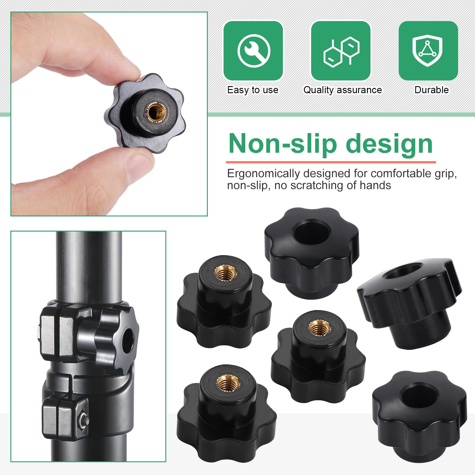 Snapklik.com : OCR 10Pcs 7 Star Through Hole Knob M6 Knurled Thread ...