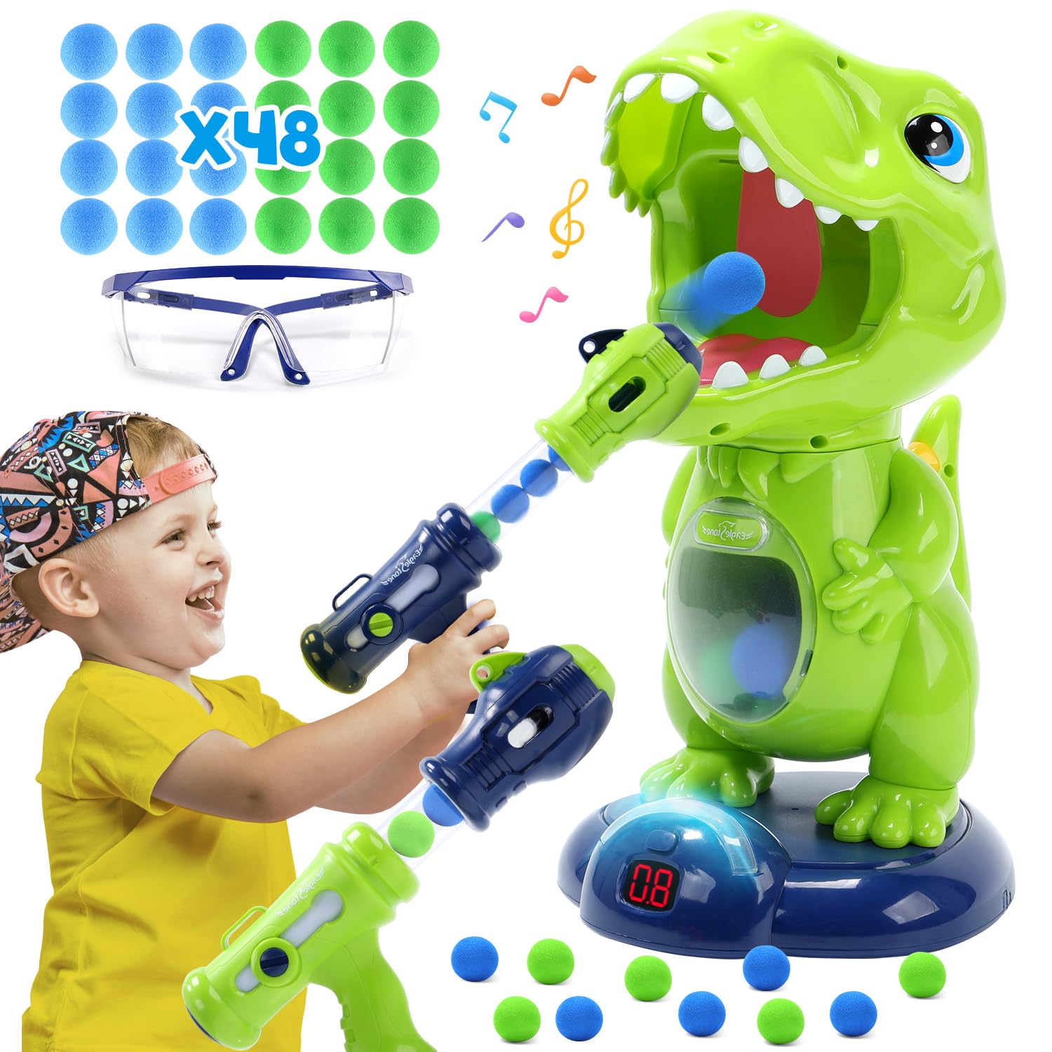 EagleStone Movable Dinosaur Shooting Toys for Kids,Target Shooting ...