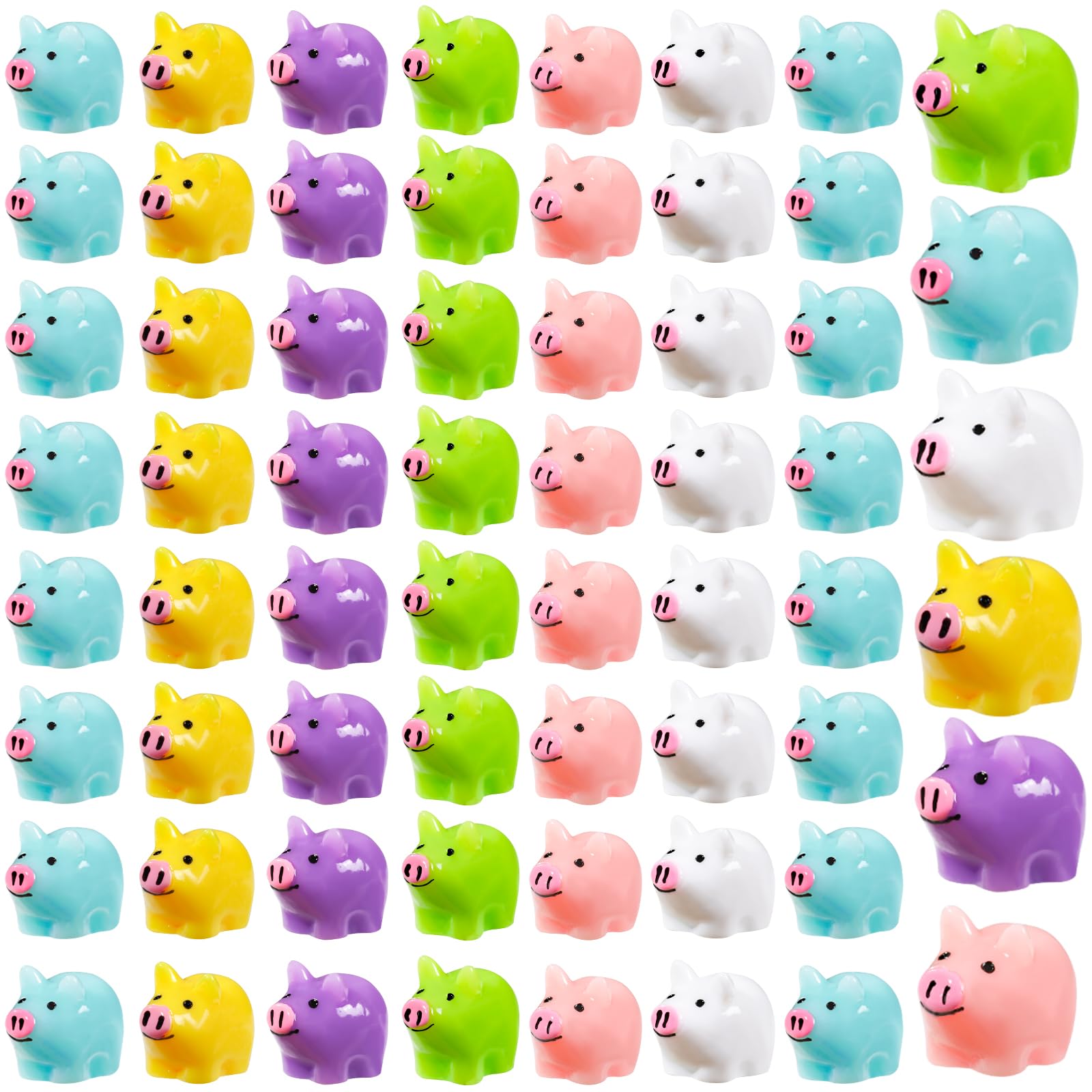 Amazon.com: DULEFUN 60PCS Mini Resin Pigs 6 Colors Tiny Little Pigs ...