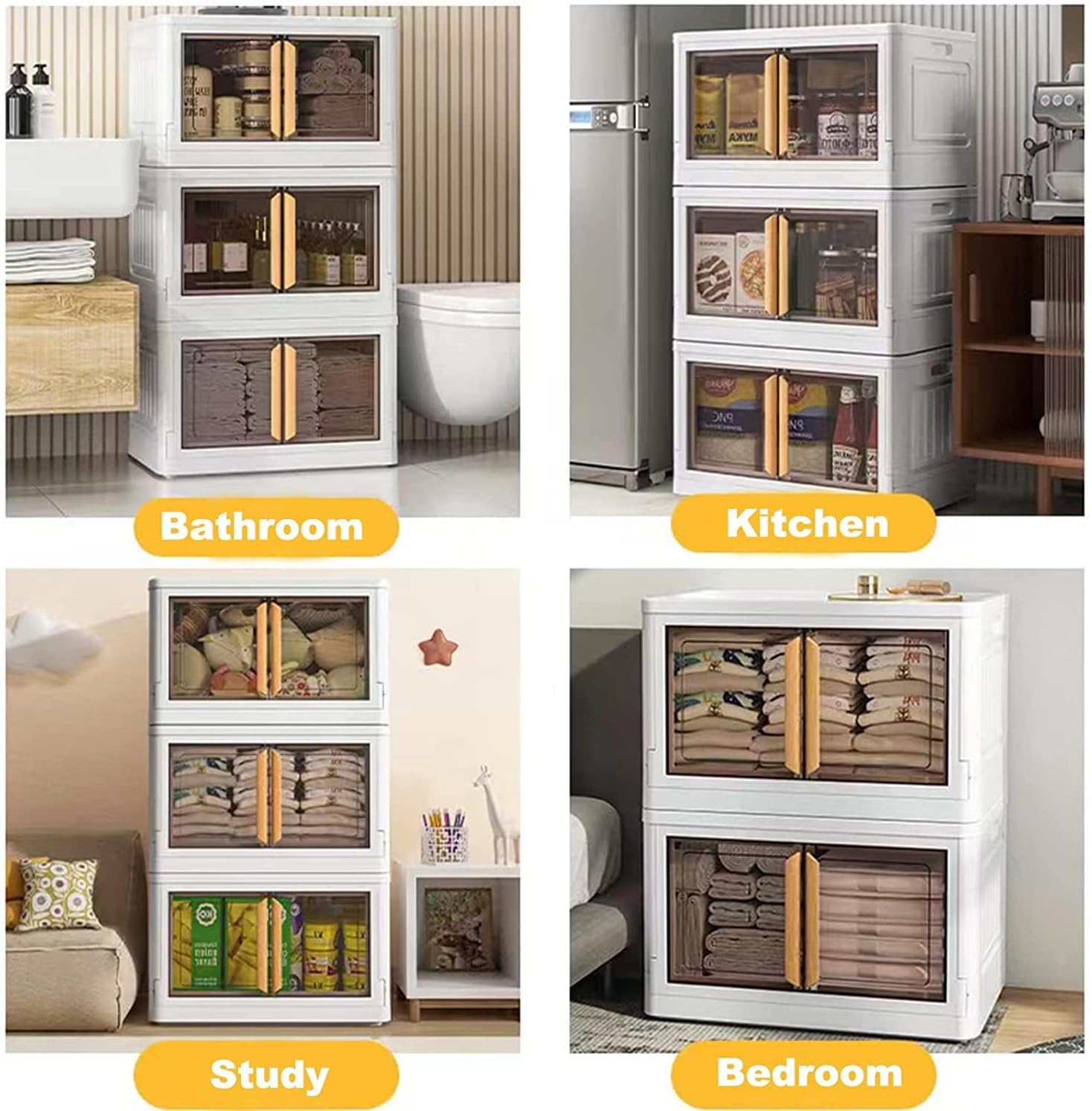 Contenedores de almacenamiento de plástico, 4 paquetes de contenedores ...