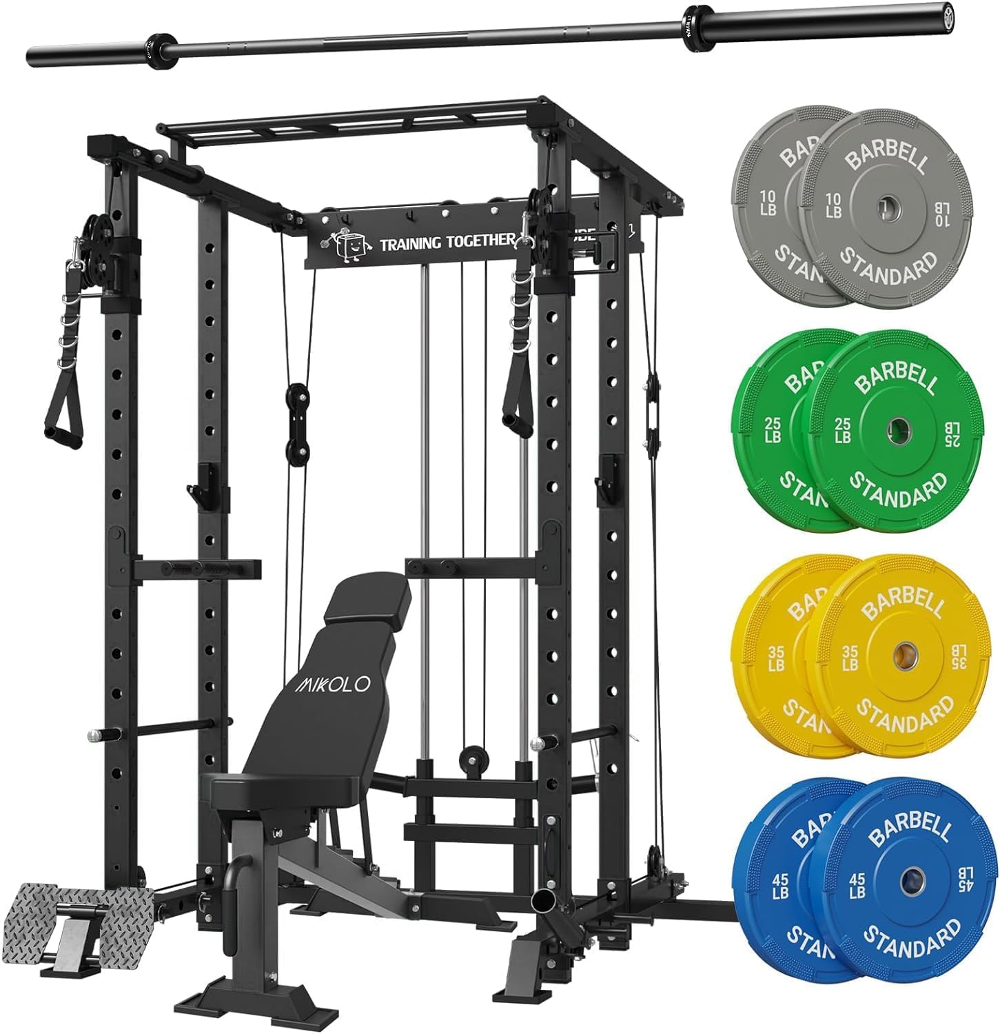 Buy MikoloK6 Power Cage, Power Rack with Cable Crossover System, 2200 ...