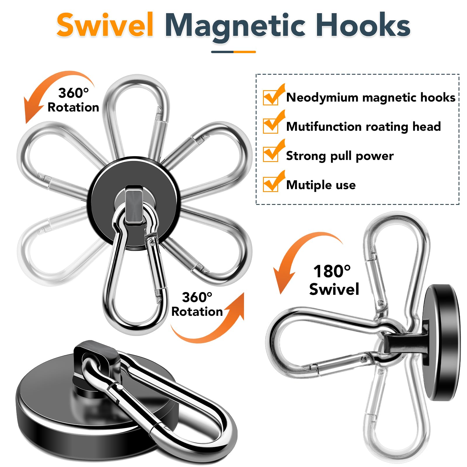 Snapklik.com : MIKEDE Magnetic Hooks Heavy Duty, 110LBS+ Strong ...