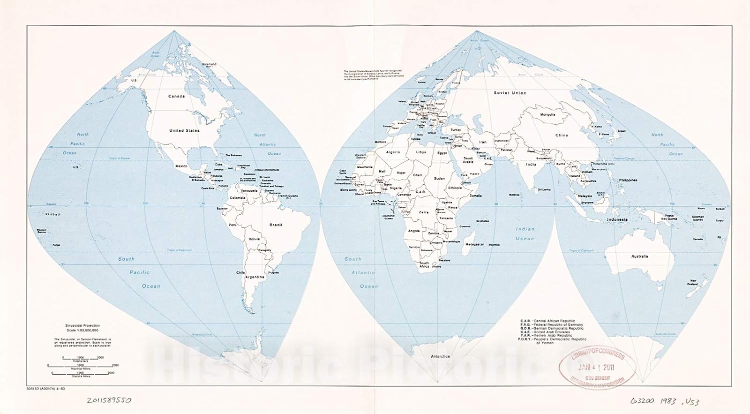 Amazon.com: Historic 1983 Wall Map - [Political map of The World, 1983 ...