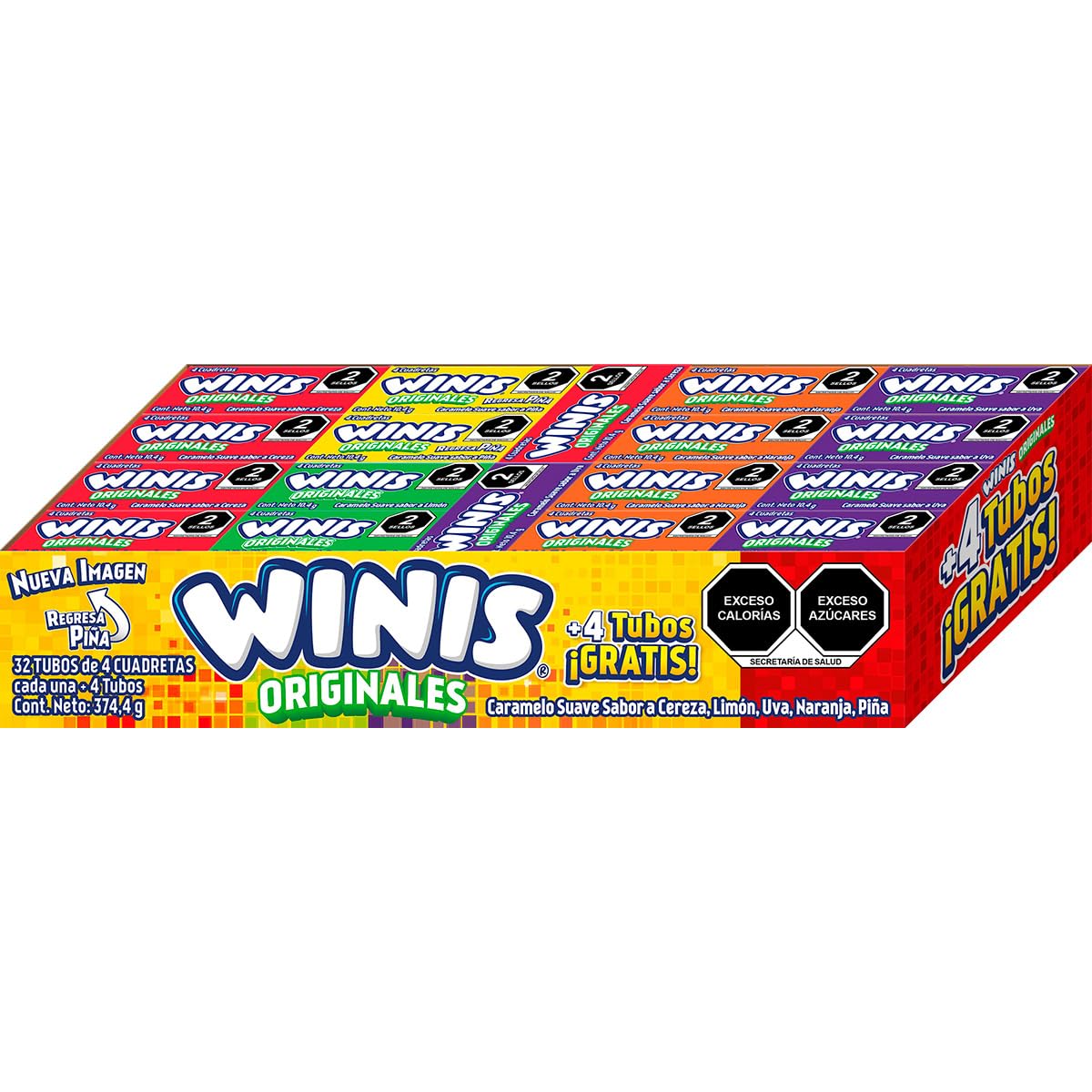 Winis Originales Tubo con 4 Cuadretas de 2.6 g c/u. Display con 32 ...
