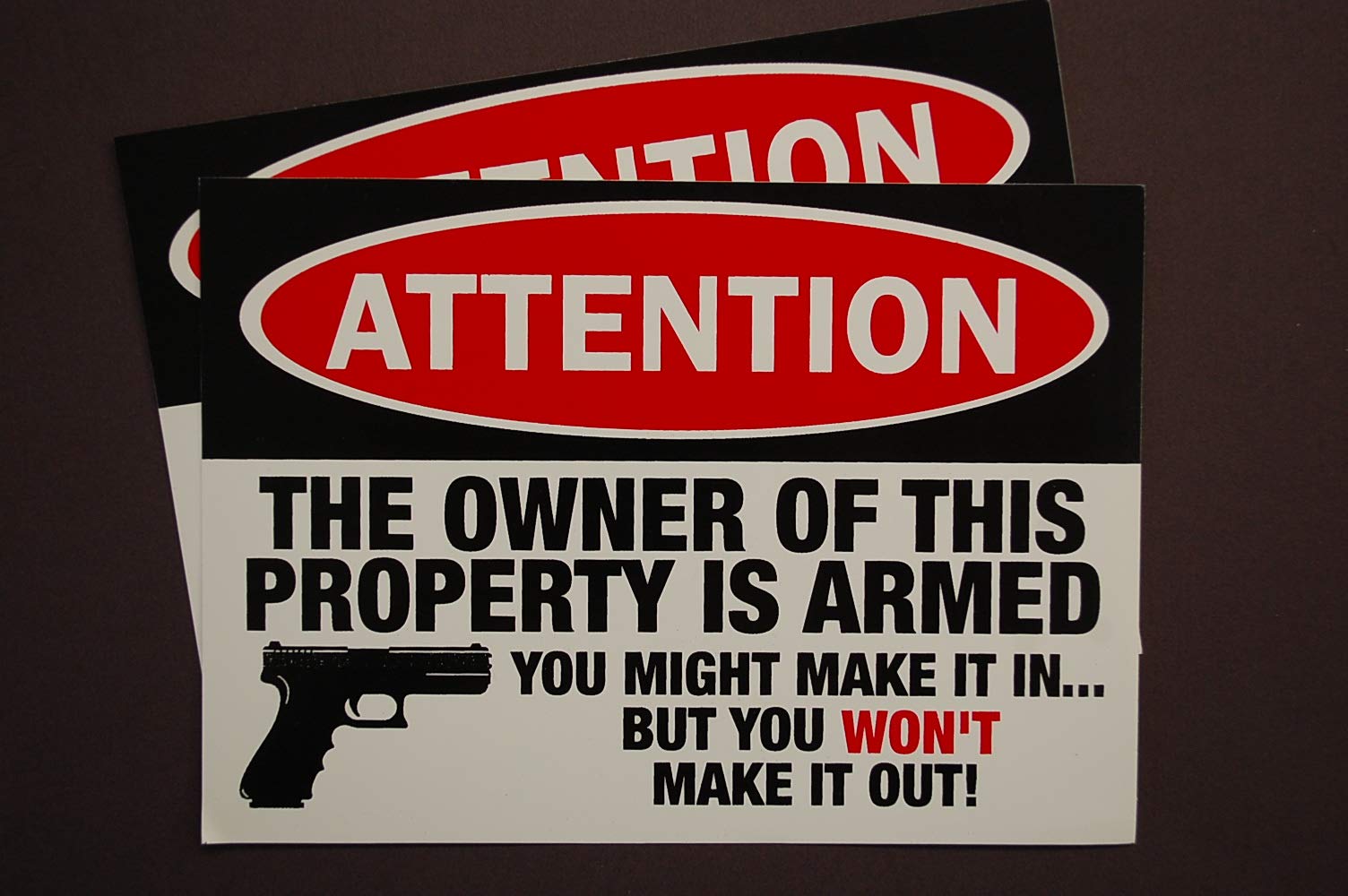 Amazon.com: Owner is Armed Vinyl Decal (2 Pack) (X2 PS11) : Sports ...
