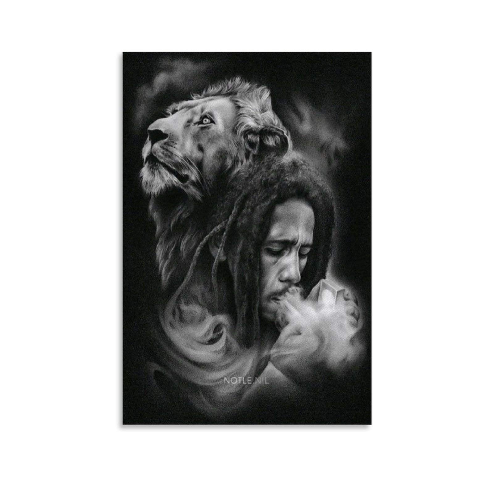 Bob Marley Dipinto Leone