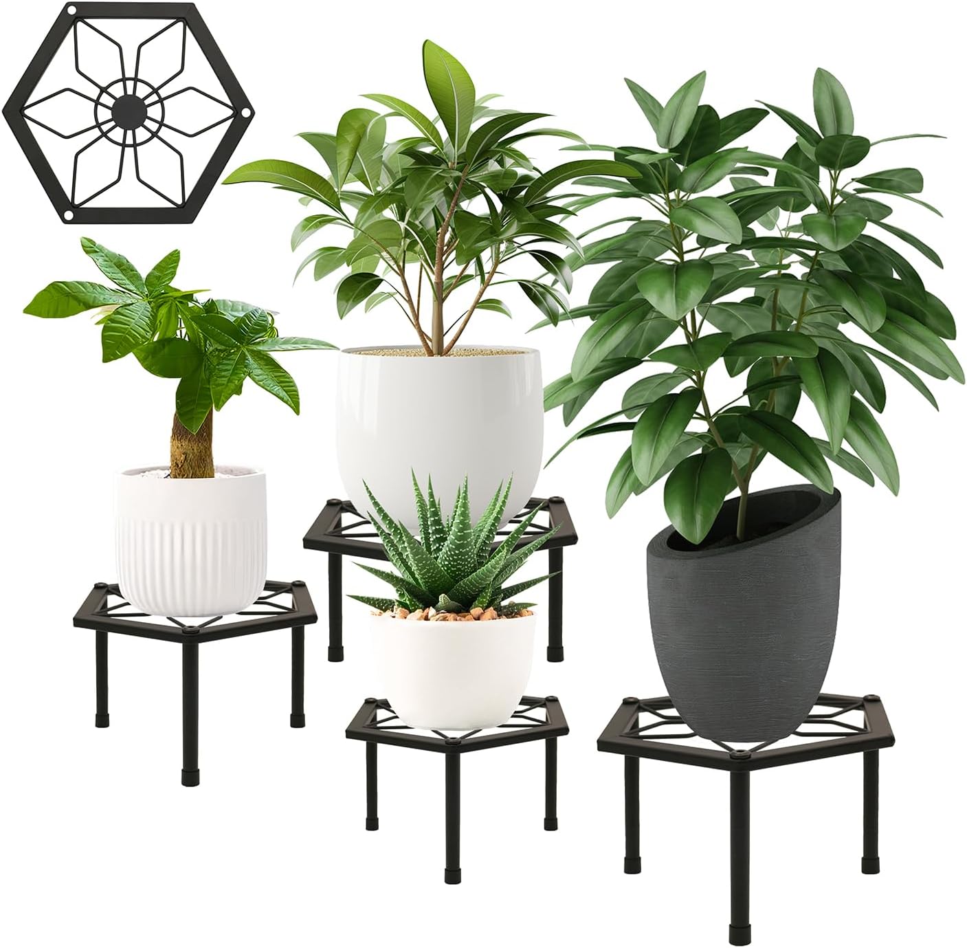 Amazon.com : TUSPEU 4 Pack Metal Plant Stands for Indoor Outdoor Flower ...