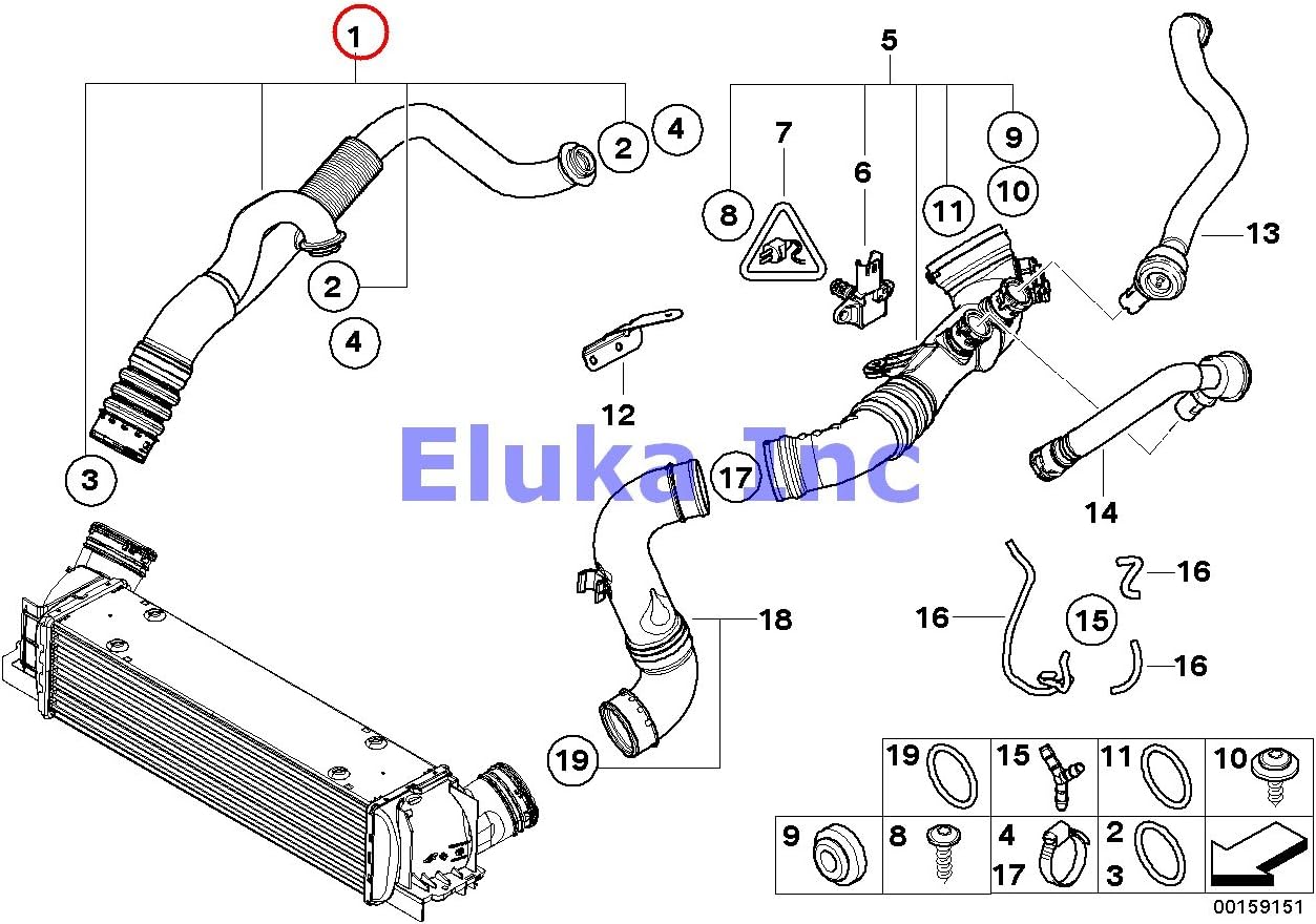 BMW Genuine Intercooler Intake Muffler Charge Air Induction Tract 335i ...