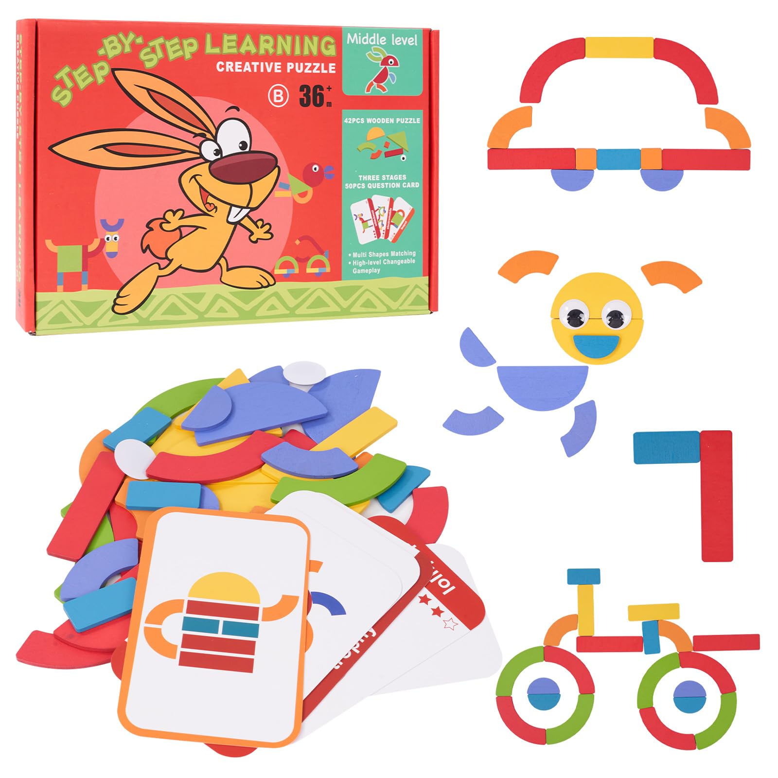 Snapklik.com : 42 Blocks & 50 Cards Wooden Pattern Blocks Pattern ...