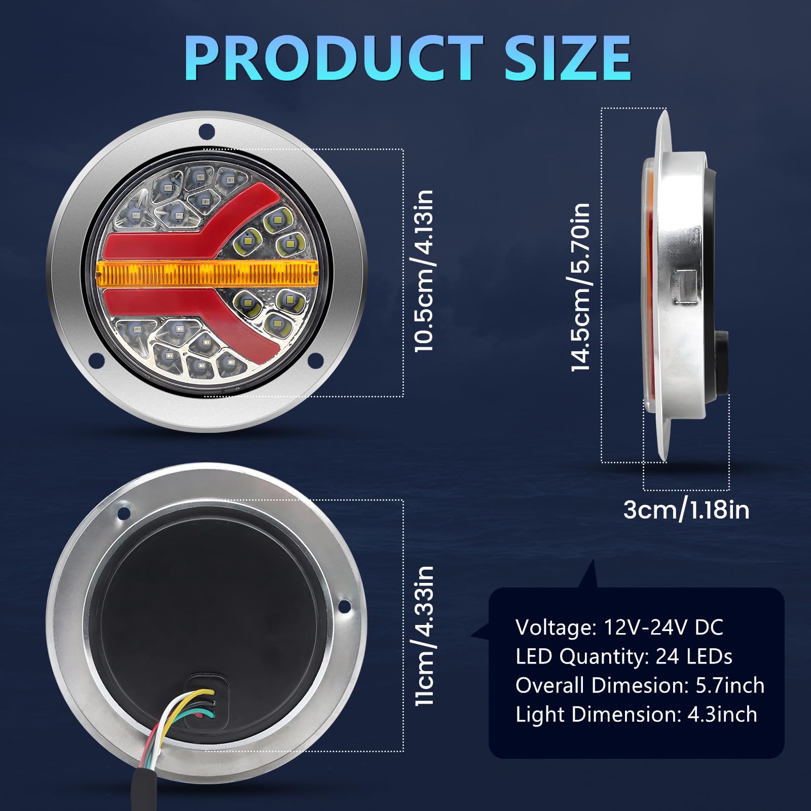 Snapklik.com : NWpangu 4 Inch LED Round Tail Lights W Grommet 12V 24V ...